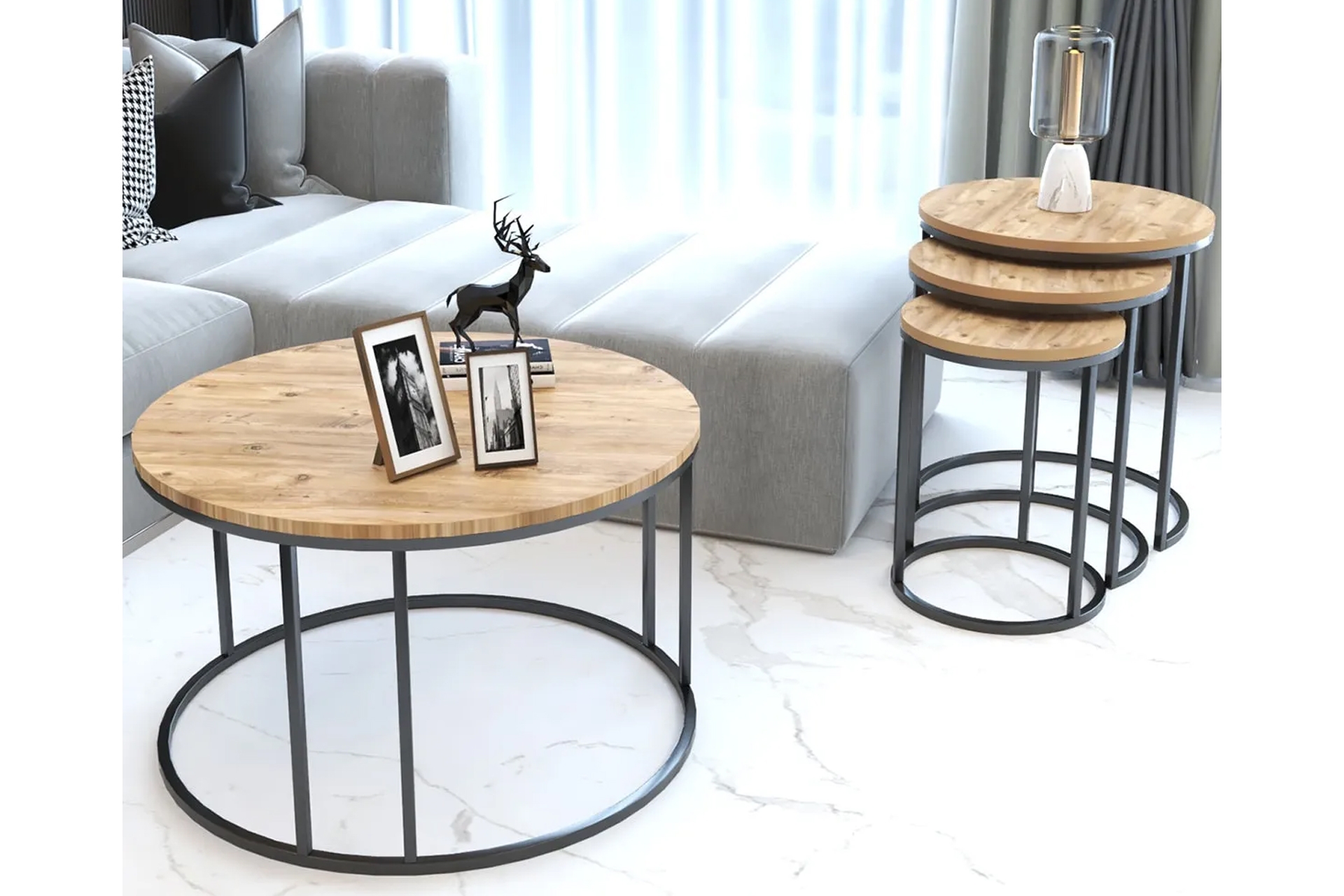 VİNDA LÜX ORTA VE ZİGON SEHPA TAKIM, ATLANTİK ÇAM