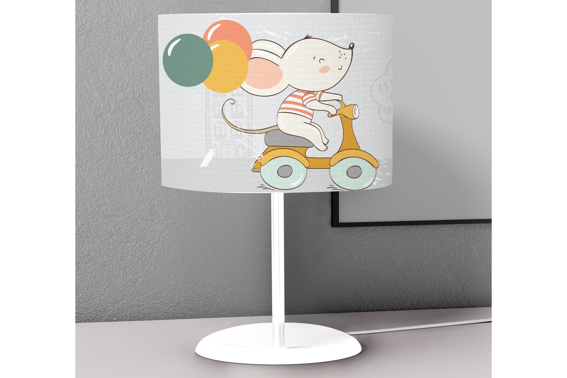 GRİ FARE VE BALON DİJİTAL BASKILI ABAJUR FİYATI - Vivense