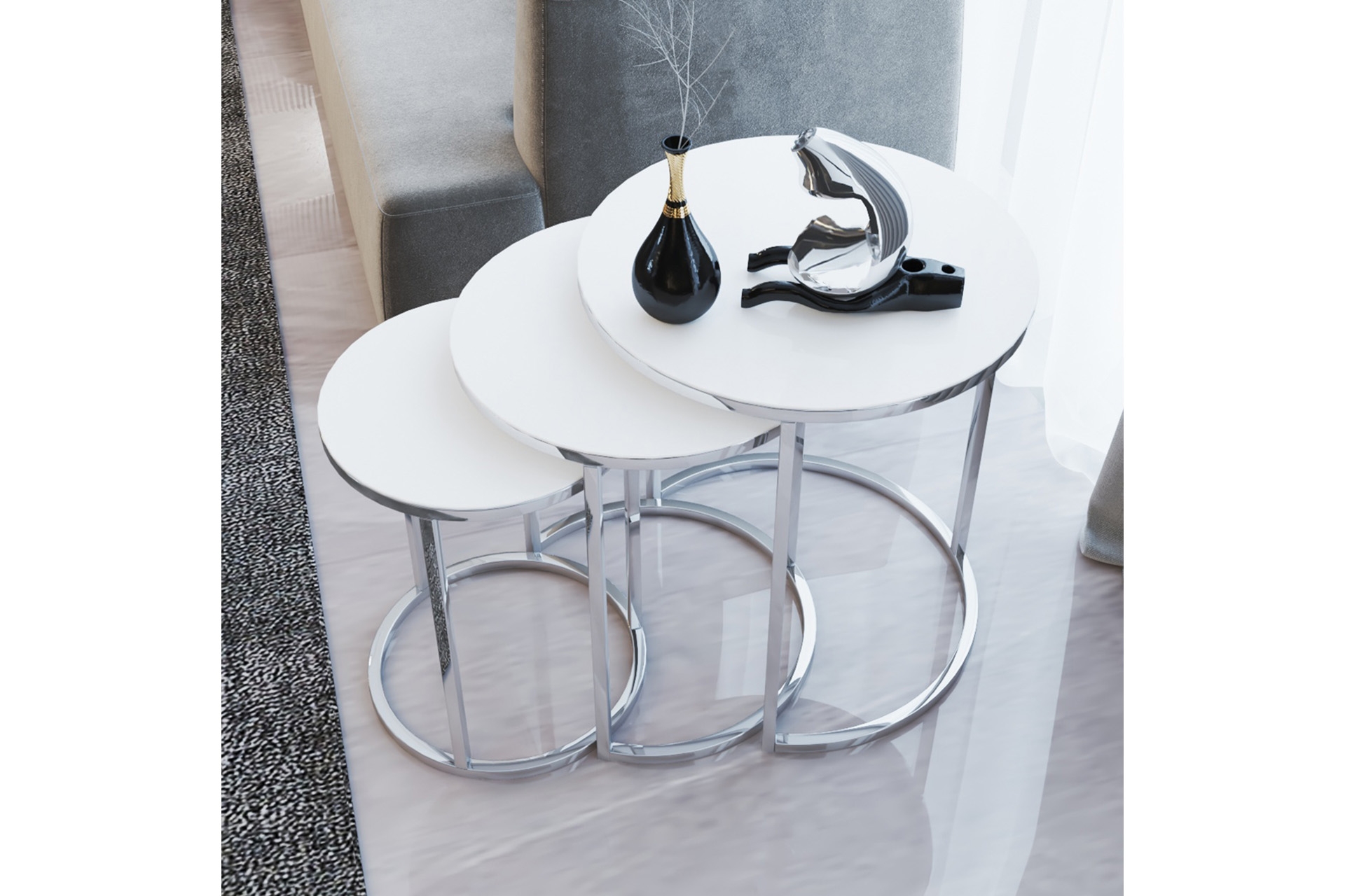 PARİS ZİGON SEHPA, GÜMÜŞ BEYAZ CAM FİYATI - Vivense