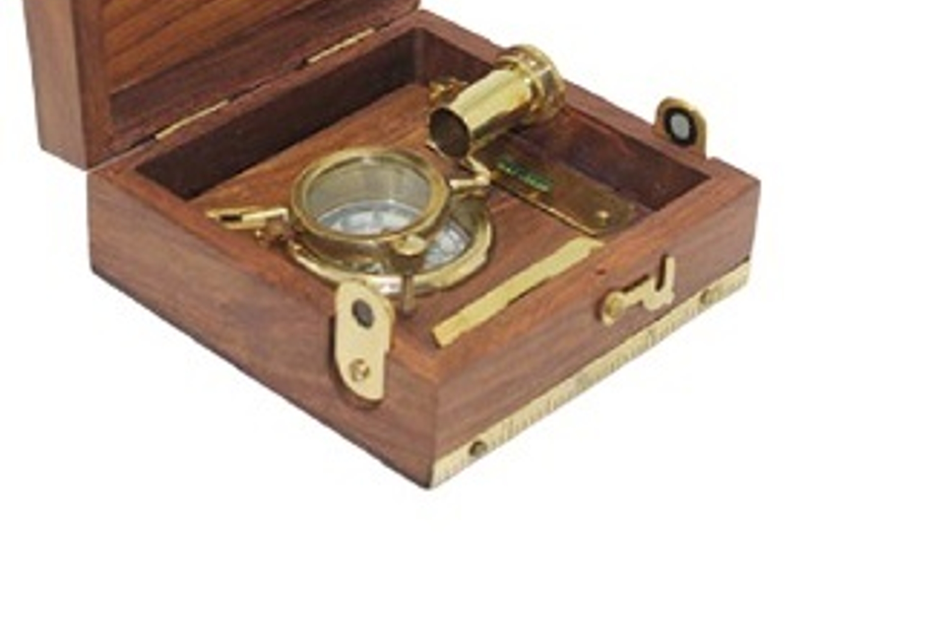 LİVAVA PİRİNÇ PUSULA AHŞAP KUTULU, GOLD, 5X12