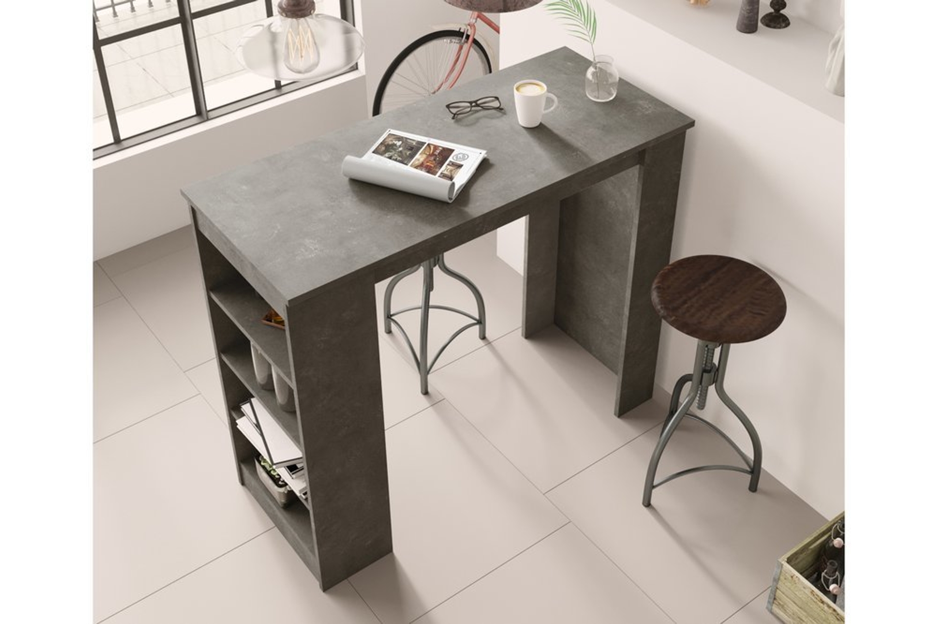 YURUDESİGN STYLE BAR MASASI, BETON, 120X51, ST1 RG