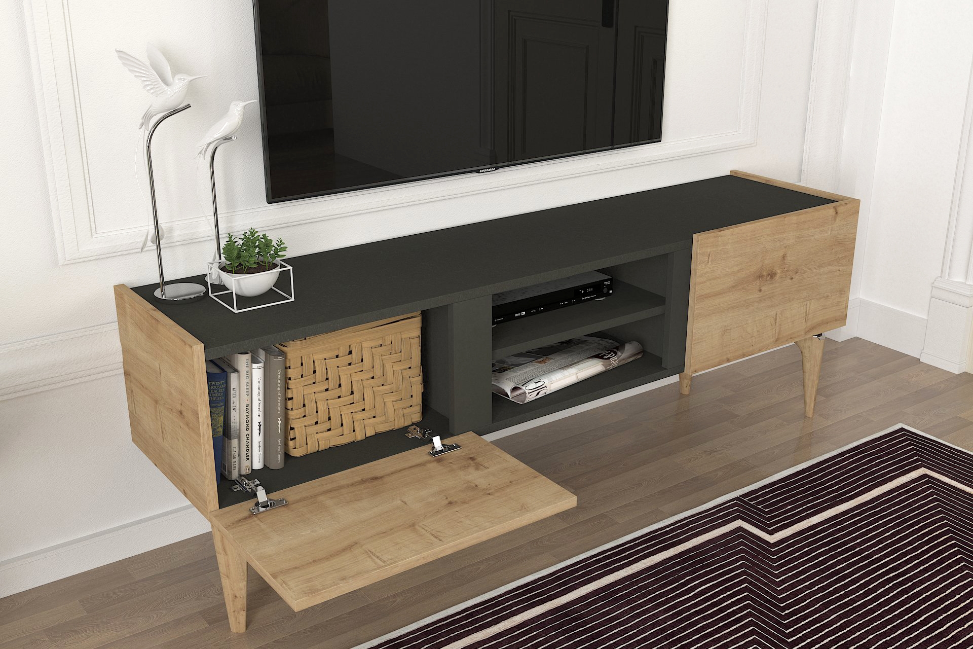 KİPERA TV ÜNİTESİ, SAFİR ANTRASİT FİYATI - Vivense