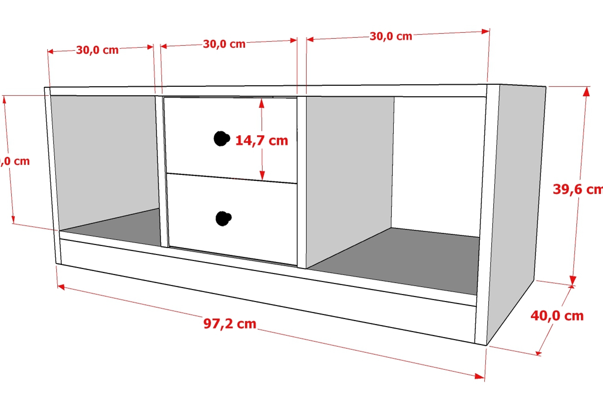 BKCONCEPT ÇEKMECELİ RAFLI KİTAPLIK, 97 CM, BEYAZ, KTP-1201 FİYATI - Vivense