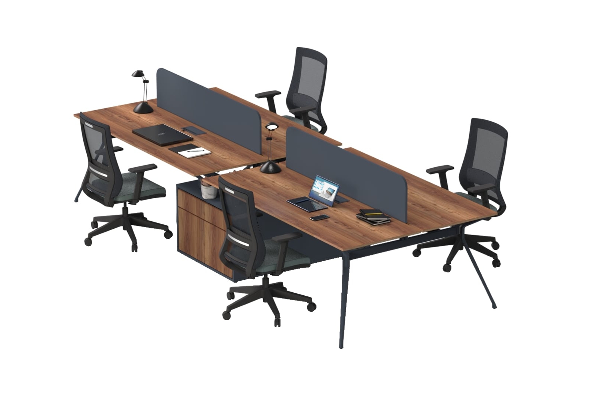 ÇAĞIN OFİS DEEP DÖRTLÜ WIDE ETAJERLİ ÇALIŞMA OFİS MASA, ANTRASİT, 140 CM