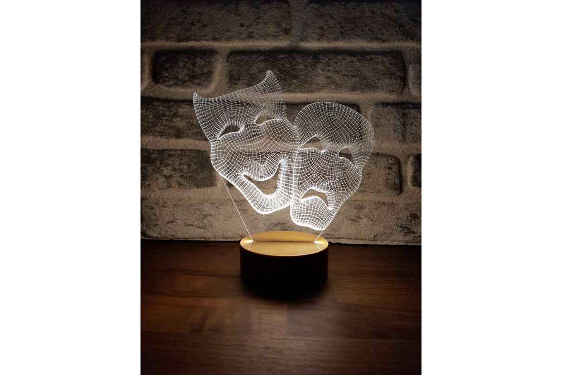 BYLAMP AHŞAP TABANLI LED MASA LAMBASI, TİYATRO MASKESİ FİYATI - Vivense