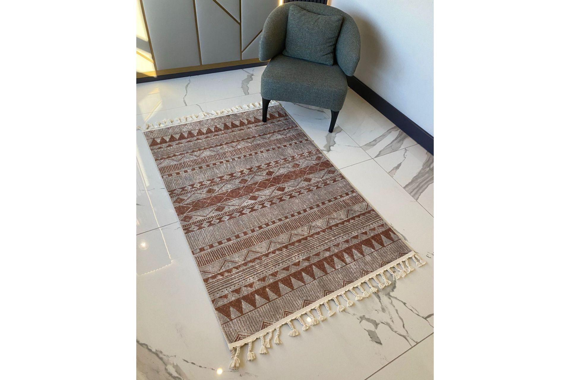 HALIMAX DARA 199 KAYMAZ DOKUMA TABANLI ÖRGÜ SAÇAKLI MODERN HALI, MULTİ ...