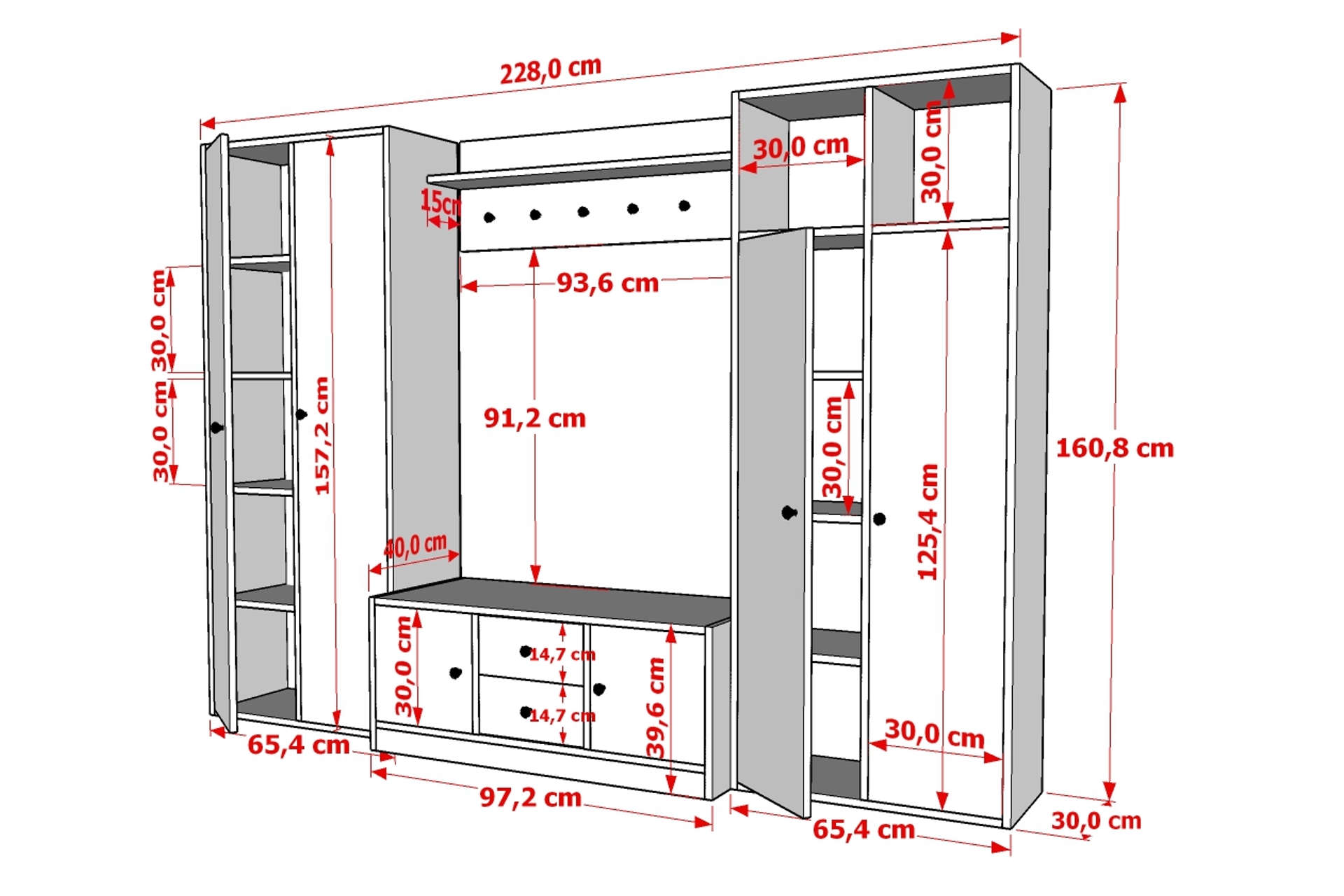 LEONARDO PORTMANTO VESTİYER 278, DOLAPLI, BEYAZ, 230 CM VST1011 FİYATI ...