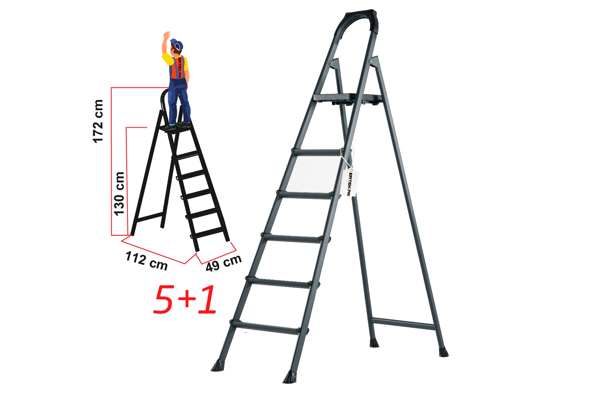 5+1 BASAMAKLI MERDİVEN, ANTRASİT FİYATI - Vivense