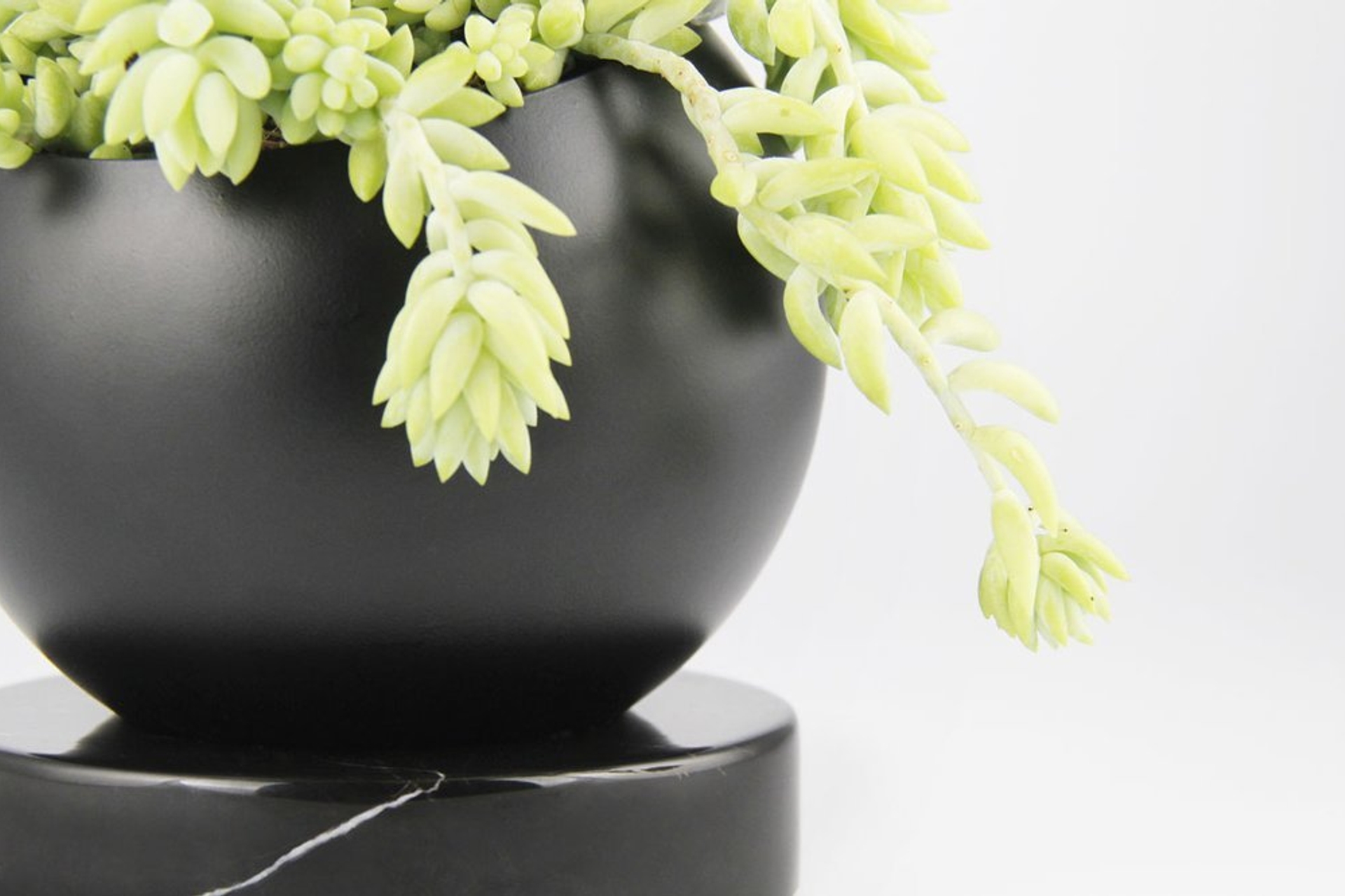 COHO YERKÜRE MAGMA CİRCLE MERMER KAİDELİ SİYAH KÜRE SAKSI FİYATI - Vivense