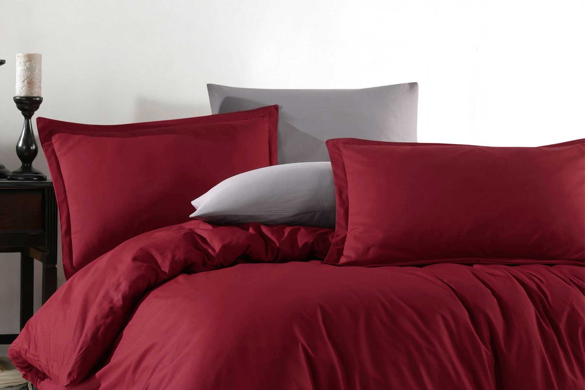 SIMPLE NEVRESİM TAKIMI, TEK KİŞİLİK, BORDO KOYU GRİ FİYATI - Vivense