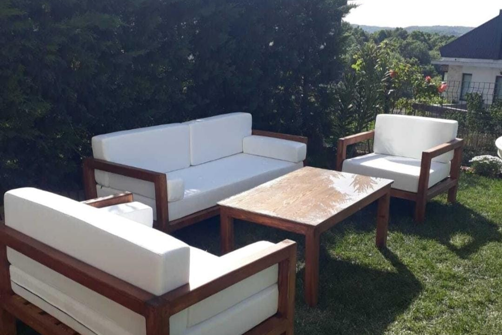 ODUN'S AHŞAP BAHÇE BALKON TAKIMI, KREM