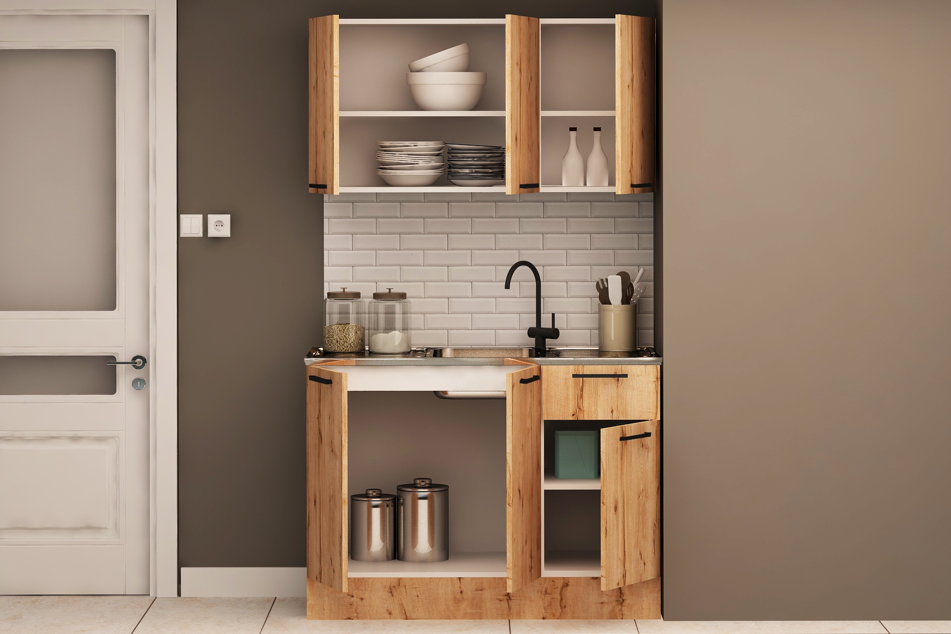 ŞİLA MİNİ HAZIR MUTFAK DOLABI, EVYELİ, 120 CM FİYATI - Vivense