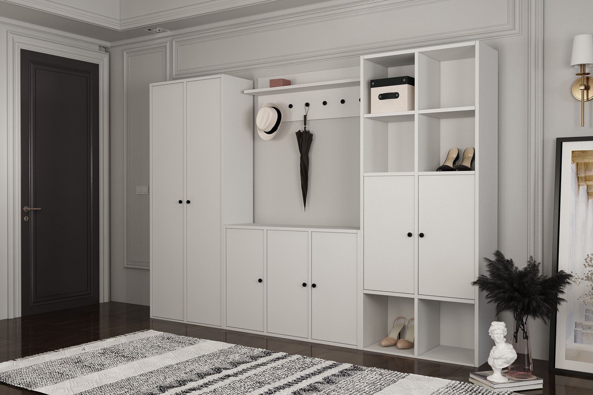 LEONARDO PORTMANTO VESTİYER 306, DOLAPLI, BEYAZ, 230 CM VST1021