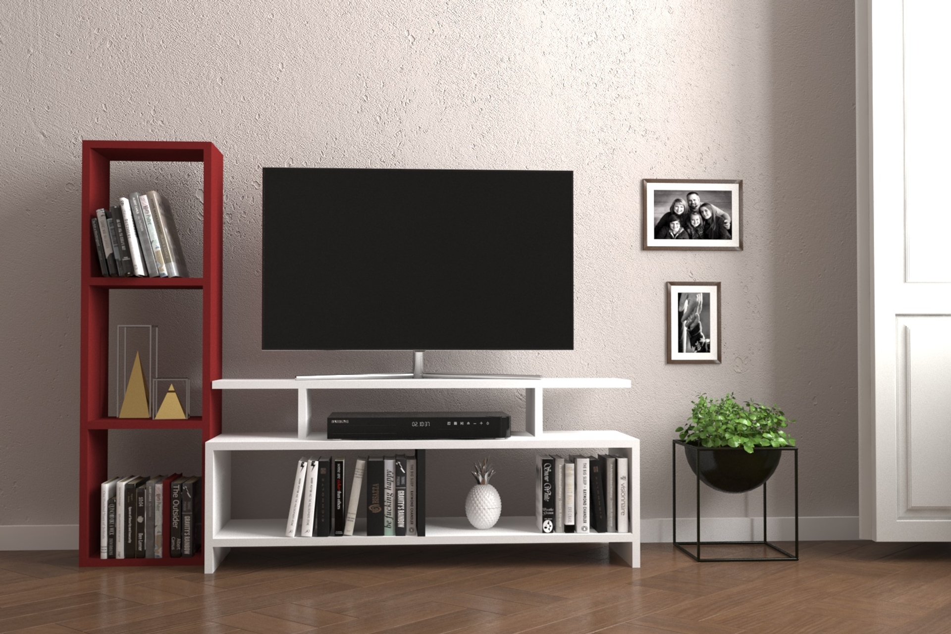 ÇINAR TV ÜNİTESİ, BEYAZ KIRMIZI FİYATI - Vivense