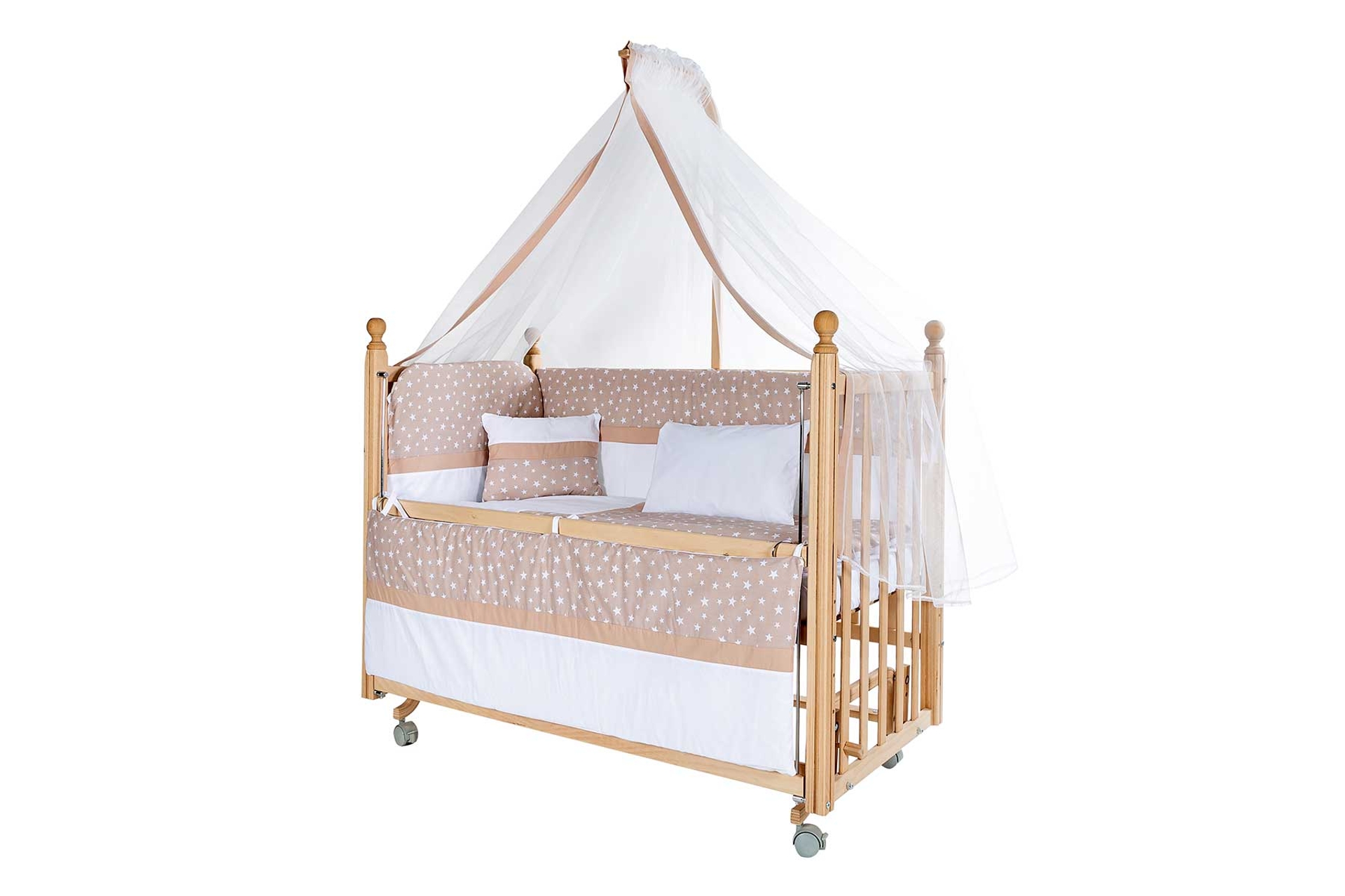 BABY TECH KLASİK ANNE YANI NATUREL SALLANIR TEKERLEKLİ BEŞİK, KAHVE ...