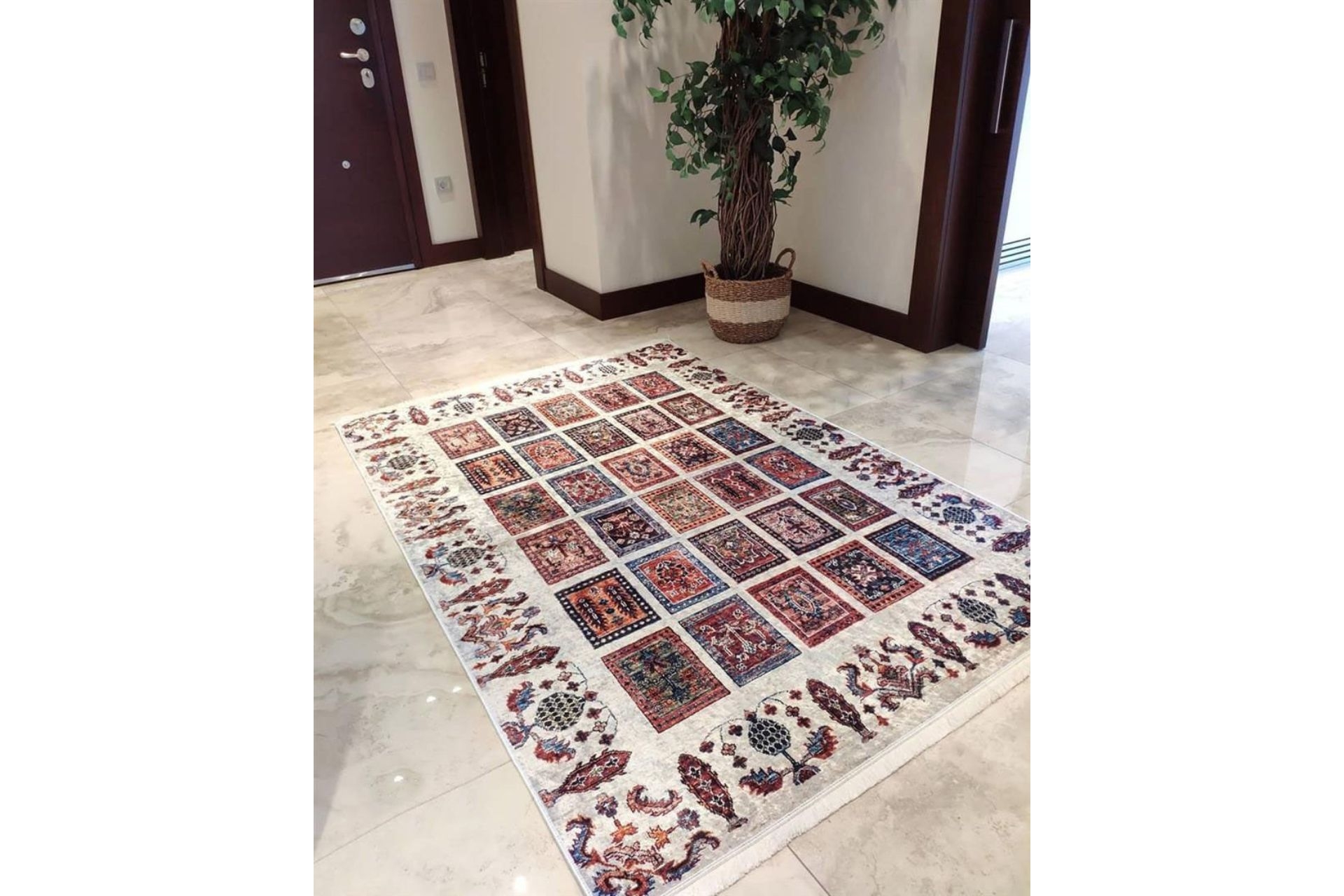 HALIMAX DARA 296 KAYMAZ DOKUMA TABANLI OTANTİK DESENLİ MODERN HALI, BEJ ...