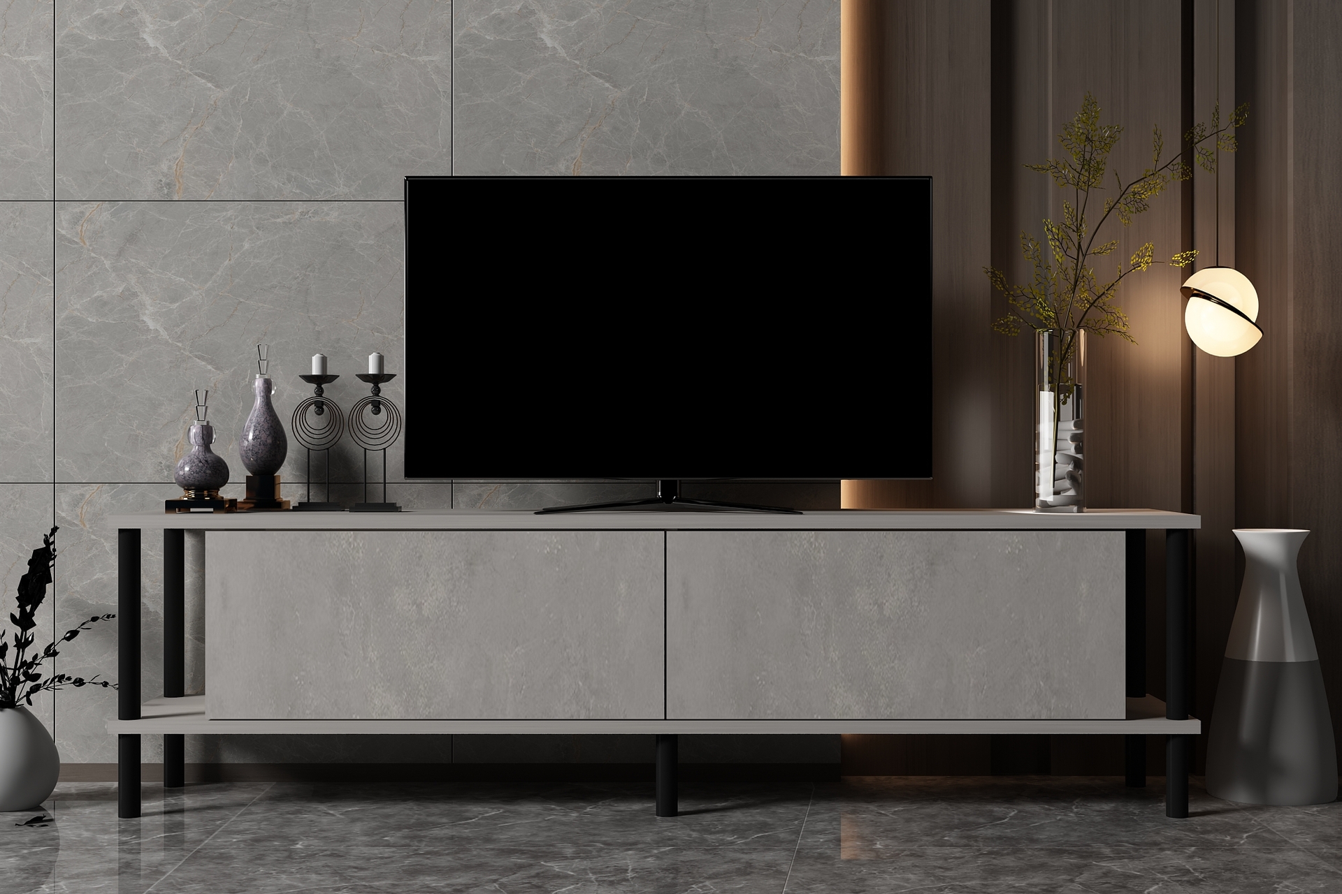 AROM TV ÜNİTESİ, 150 CM, RETRO GÜMÜŞ