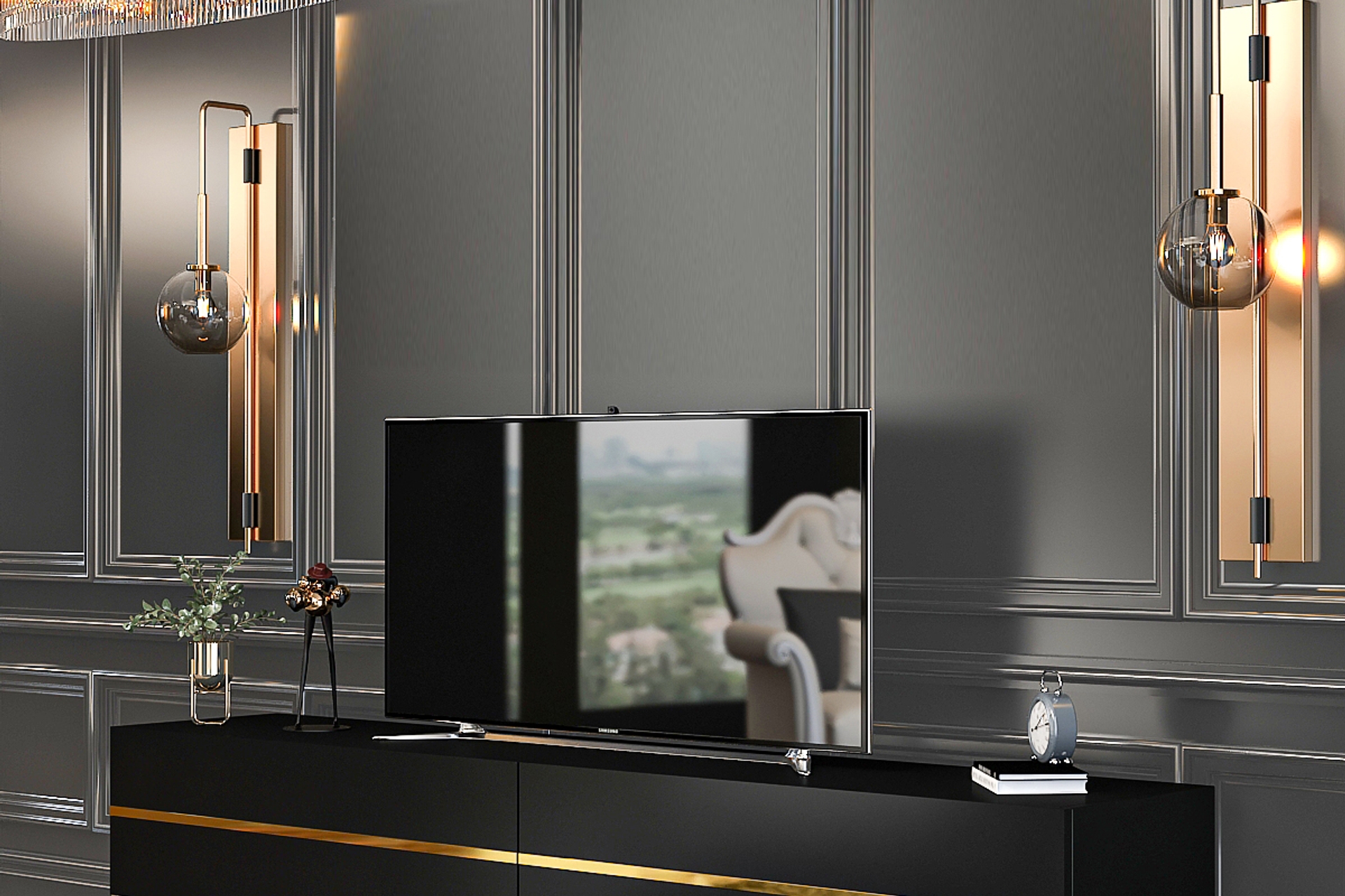 LYONES TV ÜNİTESİ, ALT MODÜL, SİYAH ALTIN, 180 CM FİYATI - Vivense