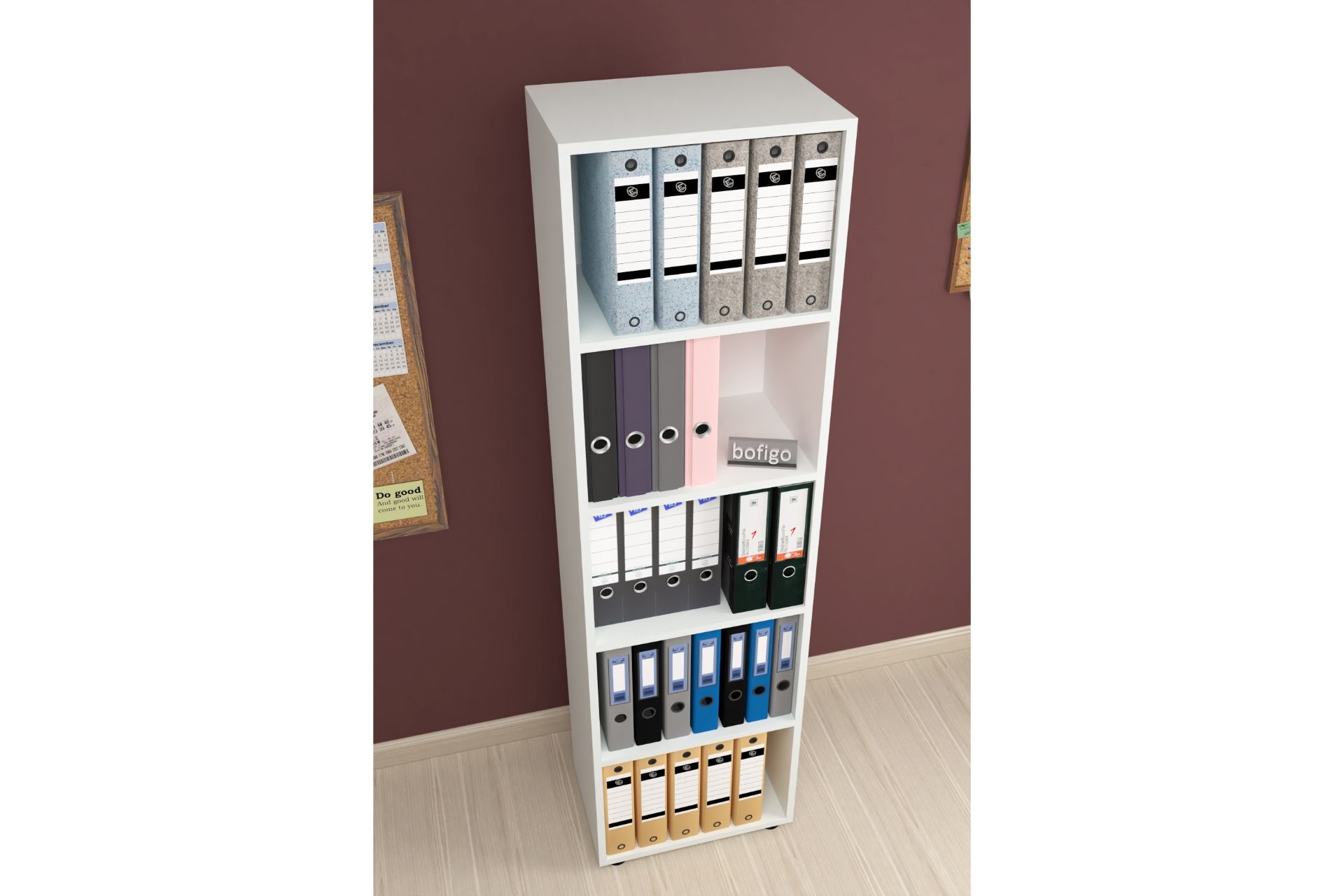 BOFİGO OFİS DOLABI KİTAPLIK KLASÖRLÜK, 5 RAFLI, BEYAZ FİYATI - Vivense