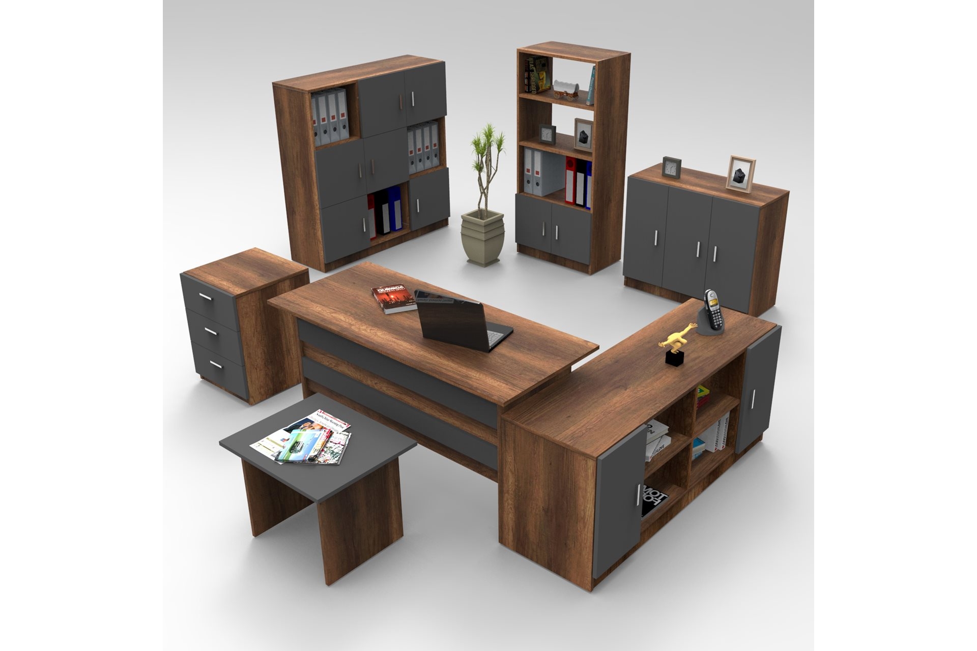 ROBİN HOME VERONA OFİS BÜRO MASA TAKIMI MAKAM TAKIMI, BAROK GRİ, VO18 ...
