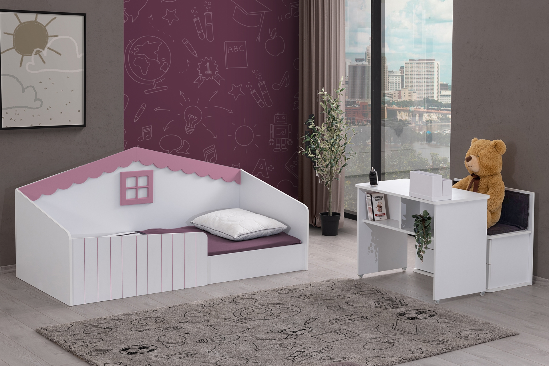 CASTLE MONTESSORİ ÇOCUK ODASI TAKIMI, PEMBE FİYATI - Vivense