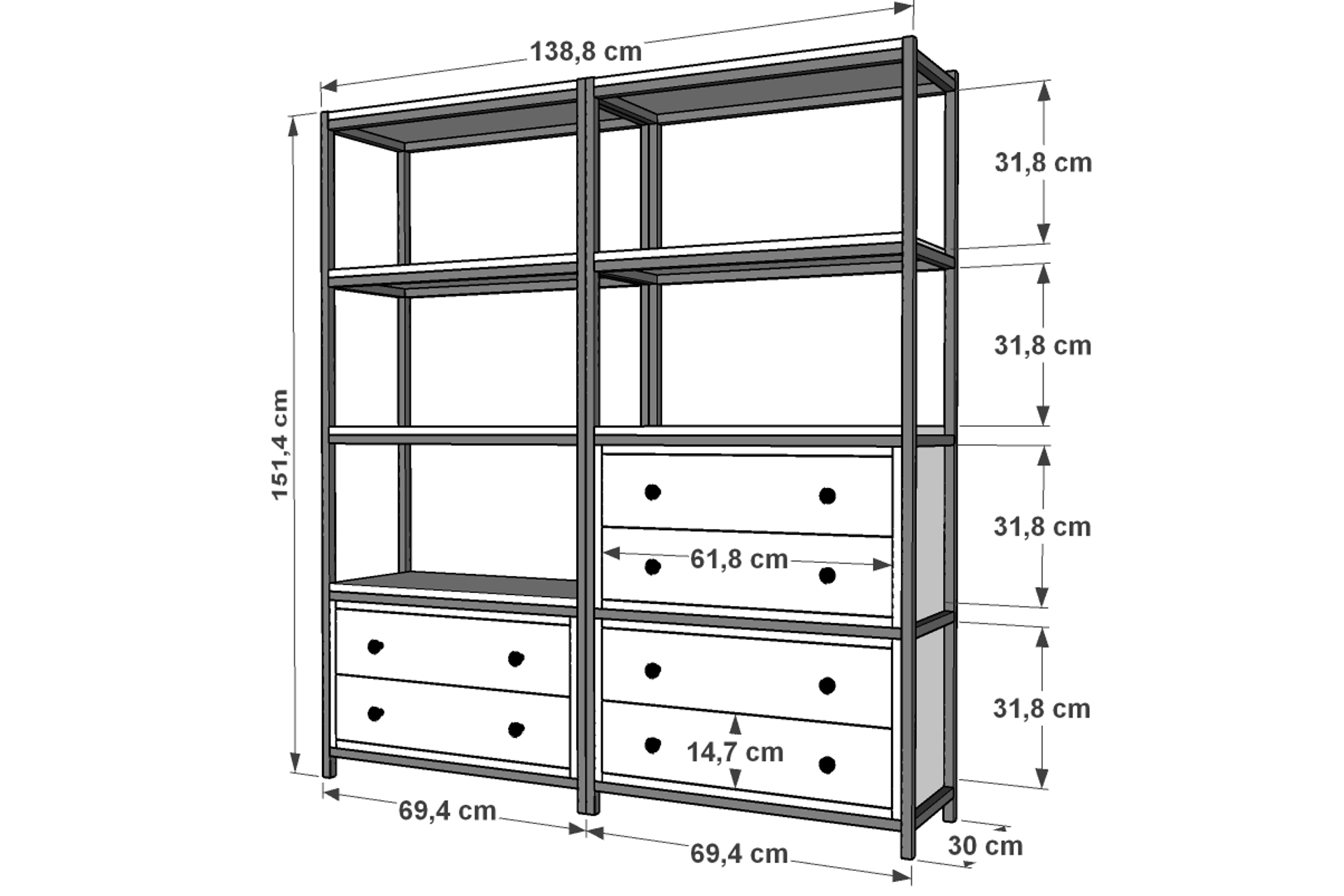 STELL RAFLI DÖRT KATLI ALTI ÇEKMECELİ METAL KİTAPLIK, ANTRASİT, 138 CM ...