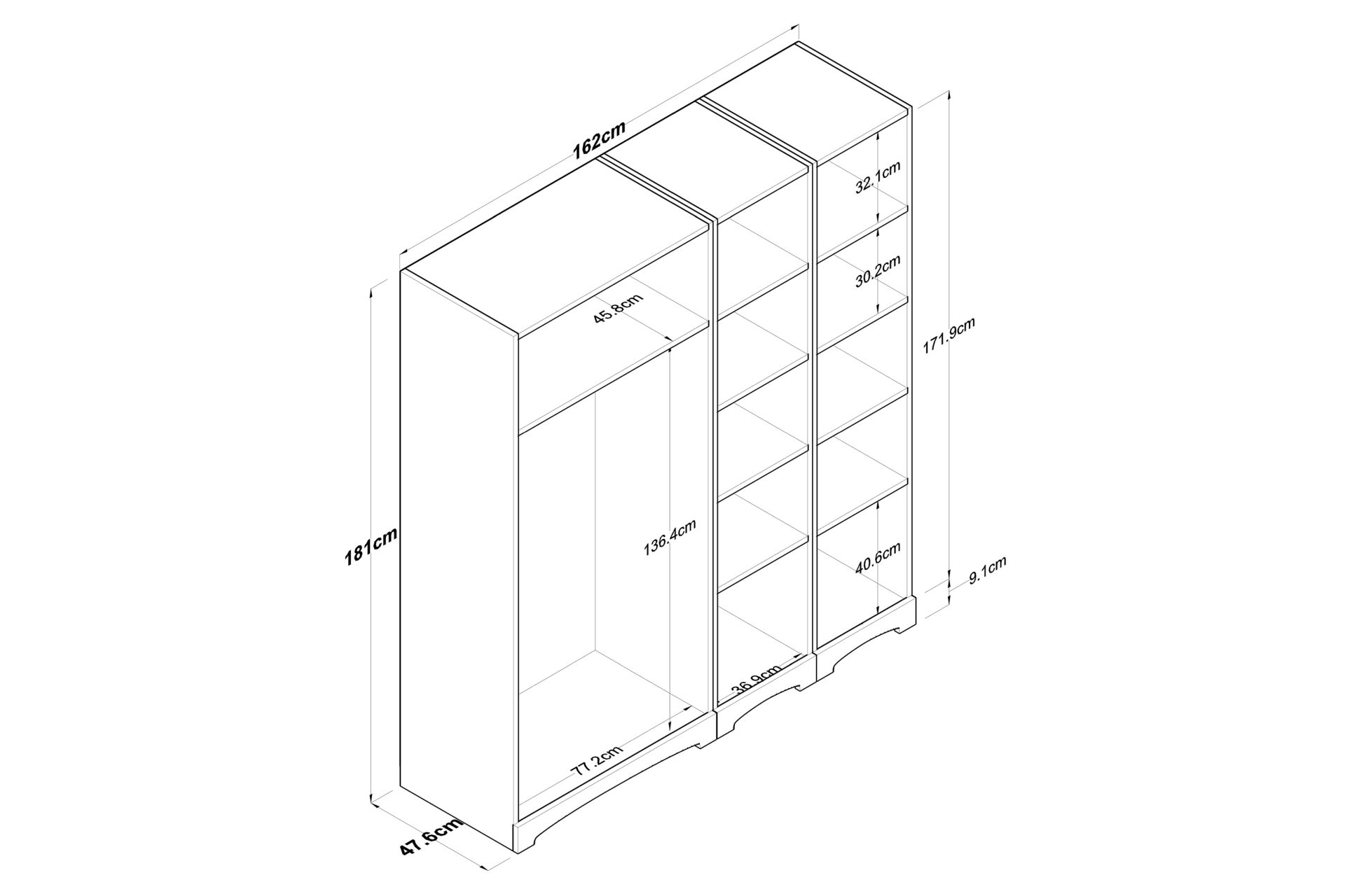 Ranİ Gardirop F4 4 Kapakli 11 Rafli 1 Askili Cevİz Fİyati Vivense