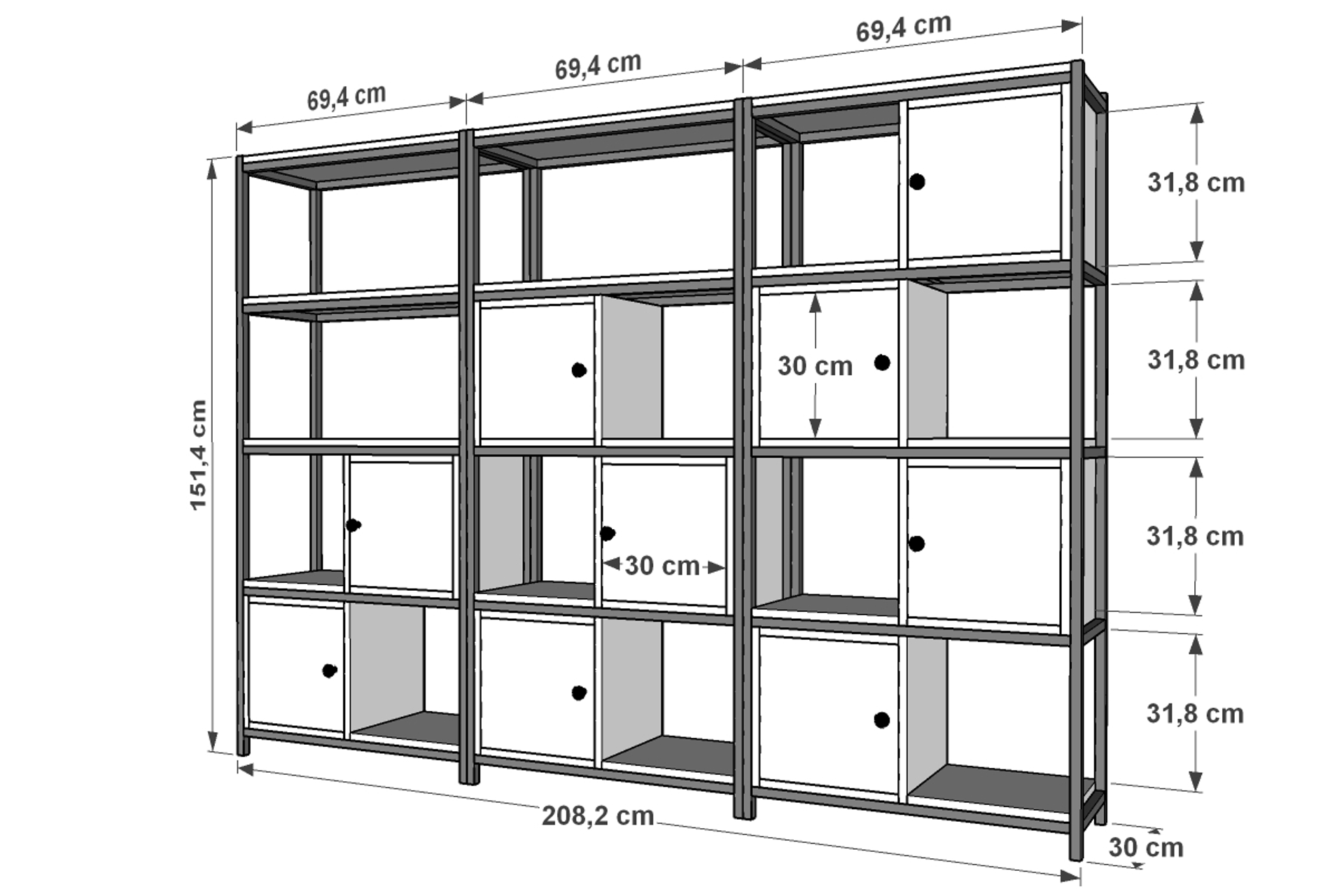 STELL RAFLI DÖRT KATLI DOLAPLI METAL KİTAPLIK, ANTRASİT, 208 CM, MTL ...