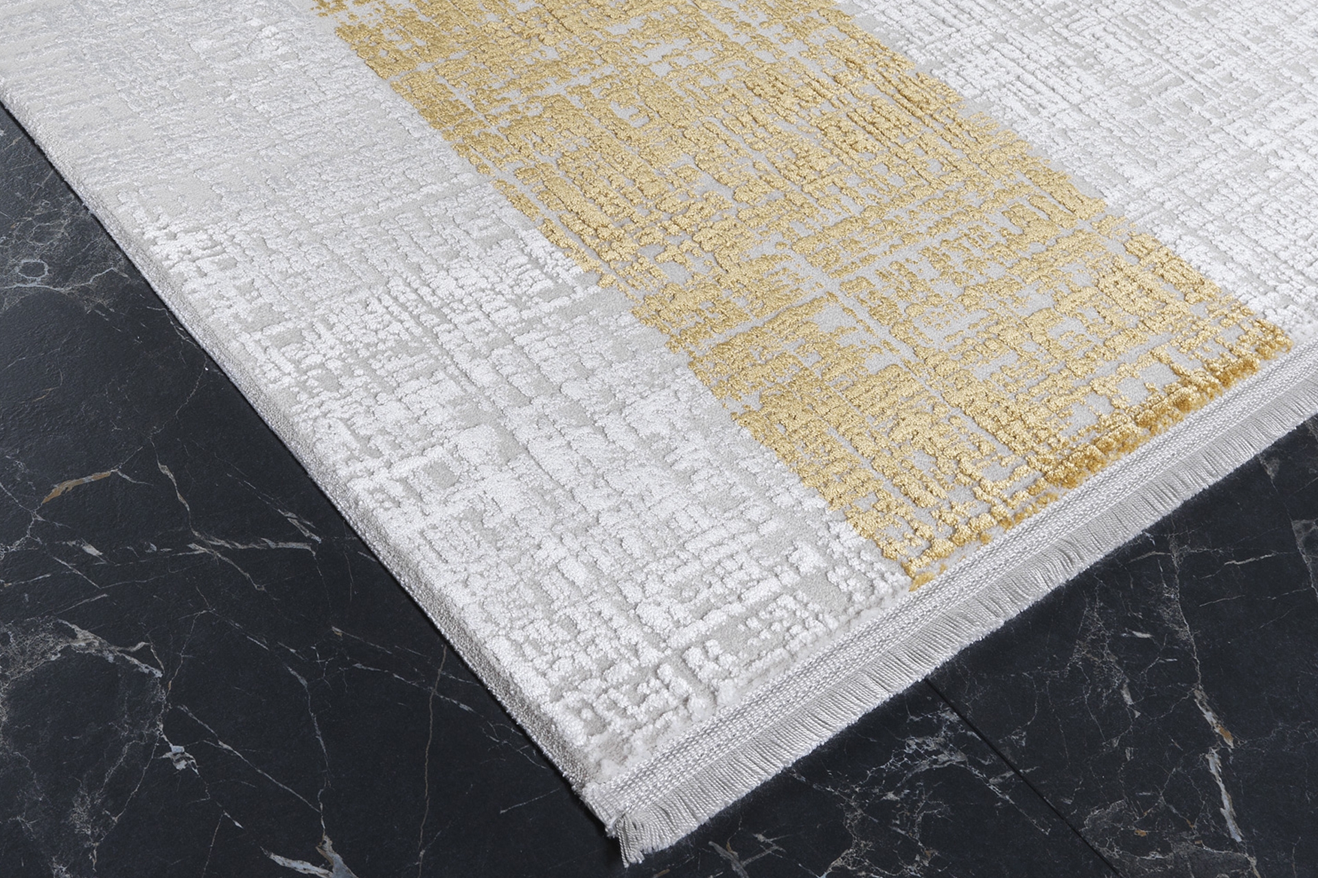 PİERRE CARDİN HALI ART DECO DT10A SARI BEYAZ MODERN SALON HALISI 80X300 ...