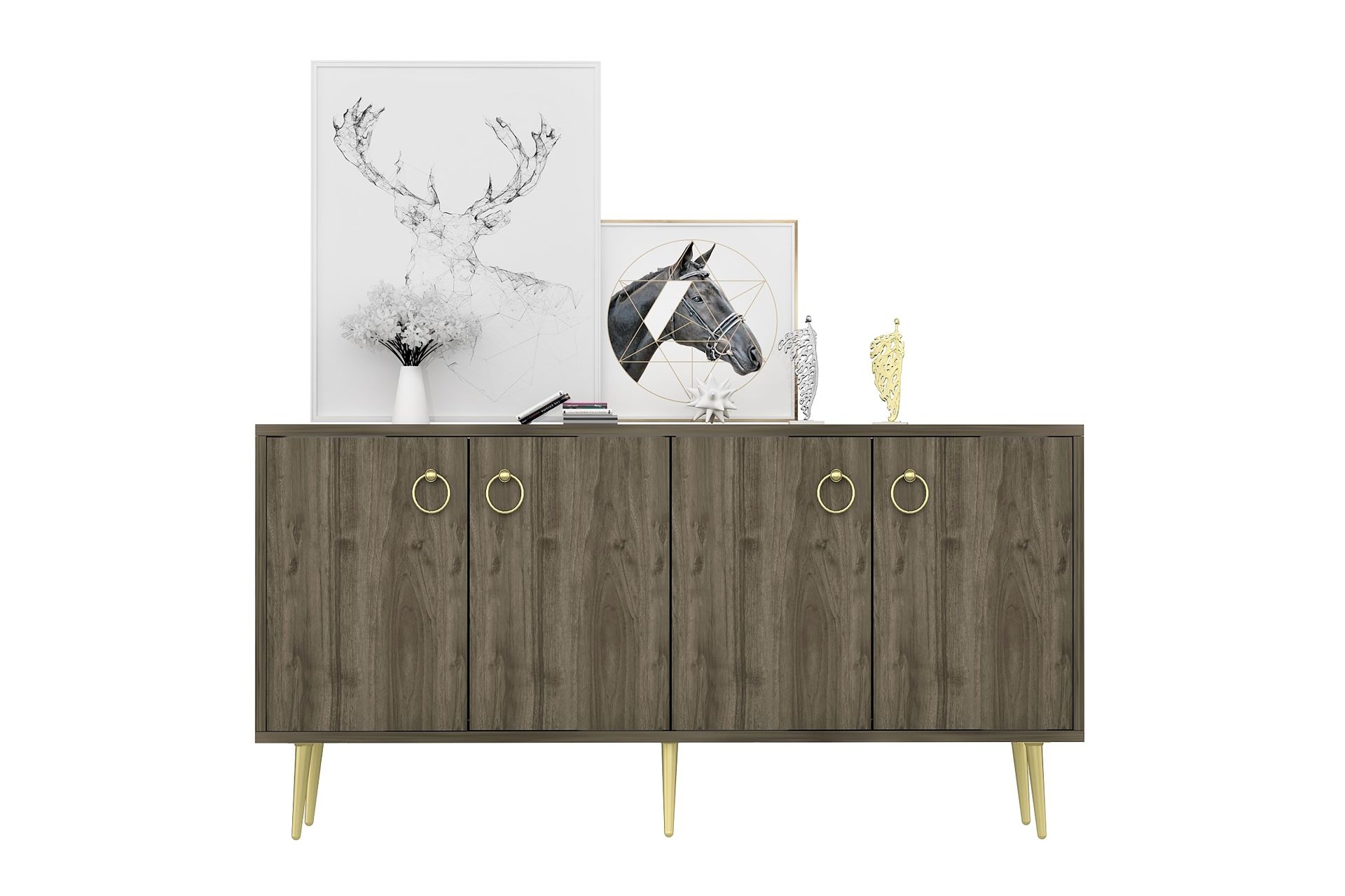 DROP KONSOL, 4 KAPAKLI 4 RAFLI, CEVİZ FİYATI - Vivense