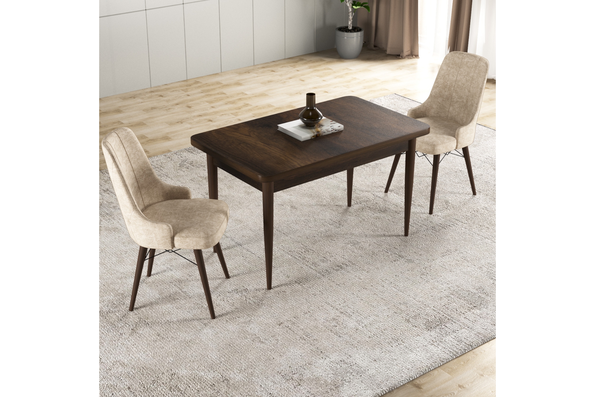 HERA SERİSİ MUTFAK MASA TAKIMI 489, CEVİZ, 120X70