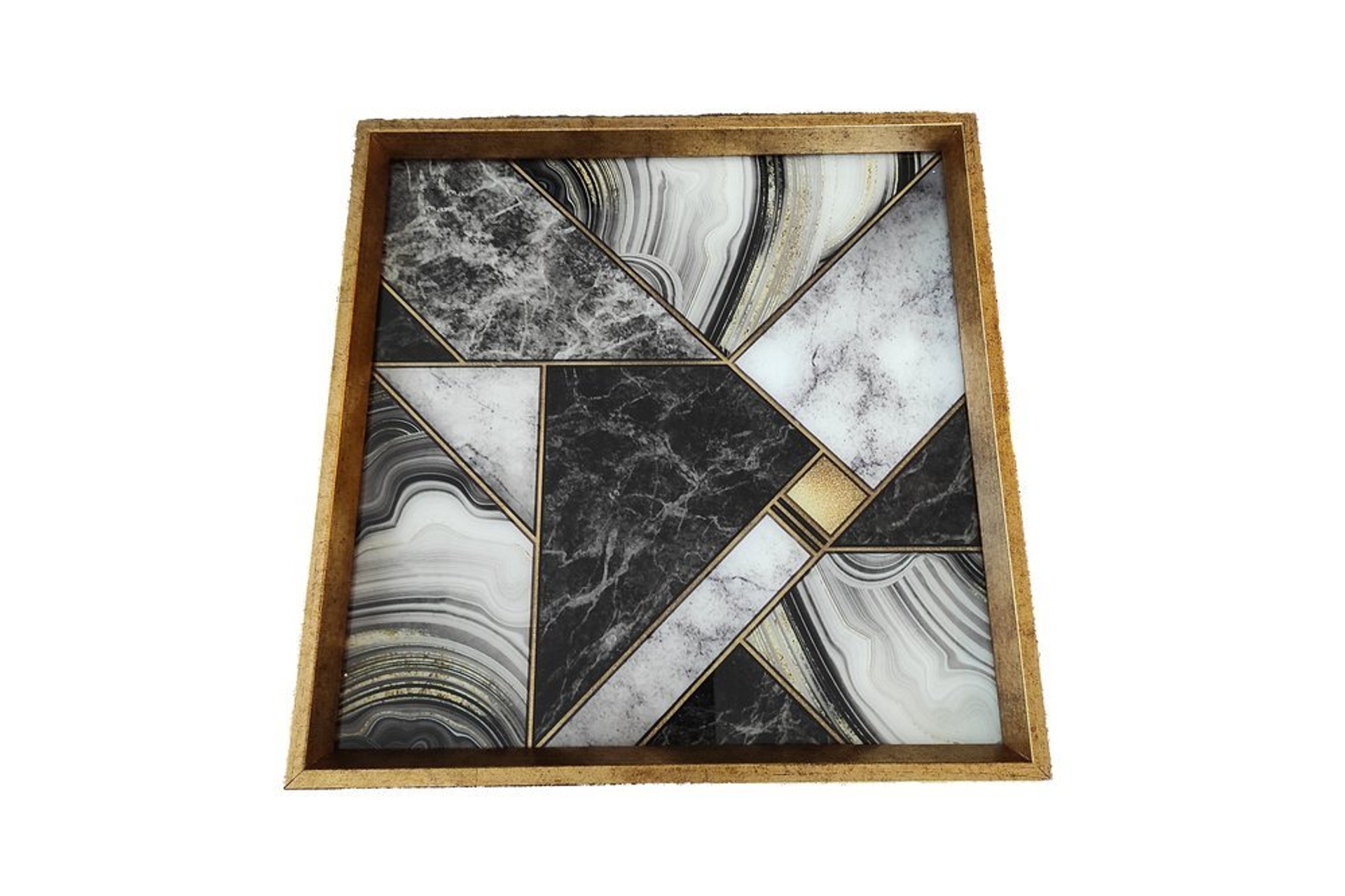 ARTE CASERO CAM BASKI SİYAH MERMER TEPSİ 40X40 CM FİYATI - Vivense