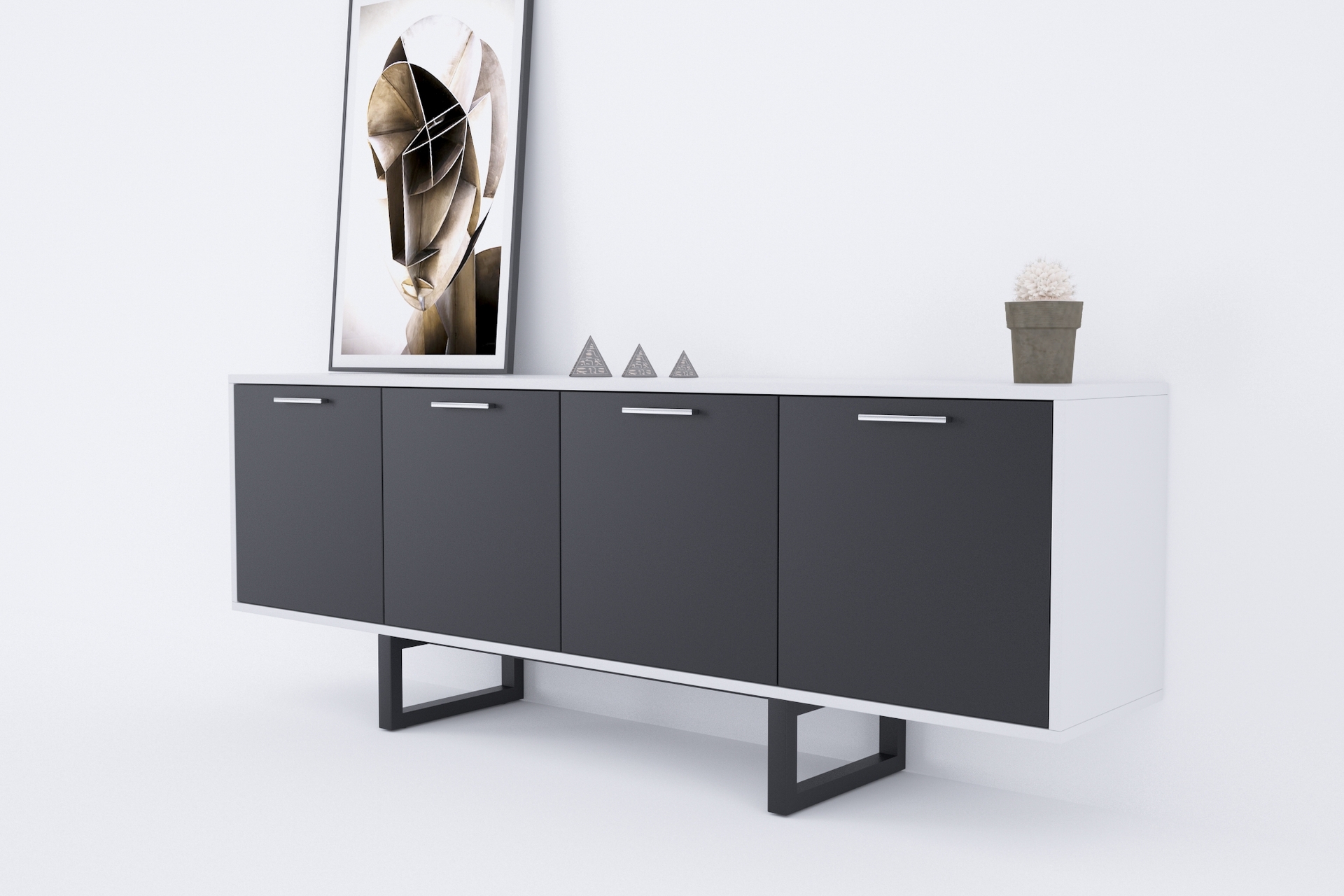 TUUNDESIGN KABİN KONSOL DOLABI, BEYAZ ANTRASİT