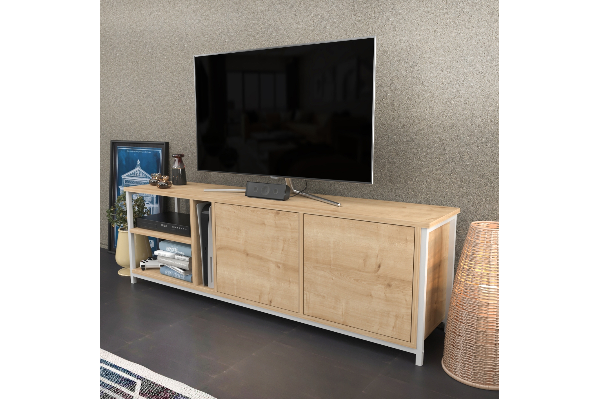 DECOROTİKA PRİMROSE TV ÜNİTESİ, BEYAZ SAFİRMEŞE