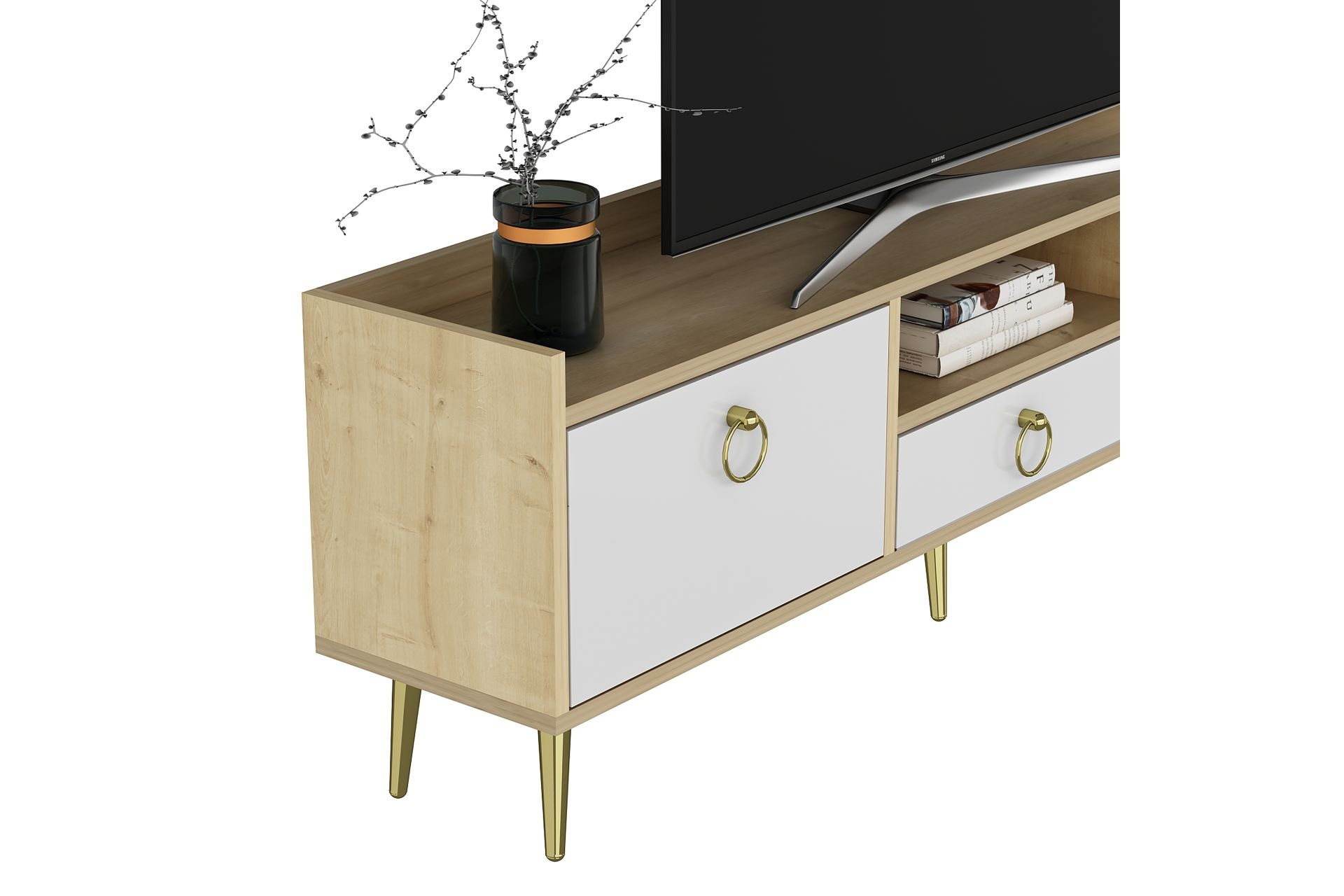 DARİNG TV ÜNİTESİ + KONSOL SALON TAKIMI, SAFİRMEŞE BEYAZ FİYATI - Vivense