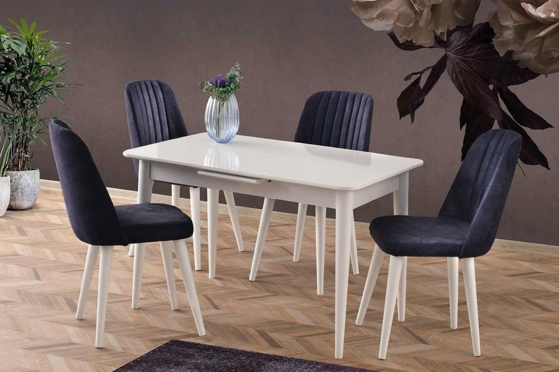 LUZİO MASA VE SEVİLLA SANDALYE TAKIMI, BEYAZ, 120X80