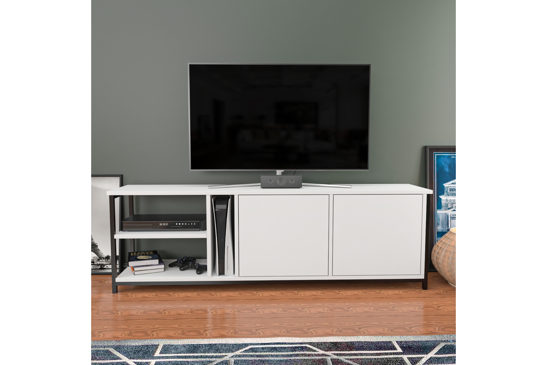 DECOROTİKA PRİMROSE TV ÜNİTESİ, SİYAH BEYAZ