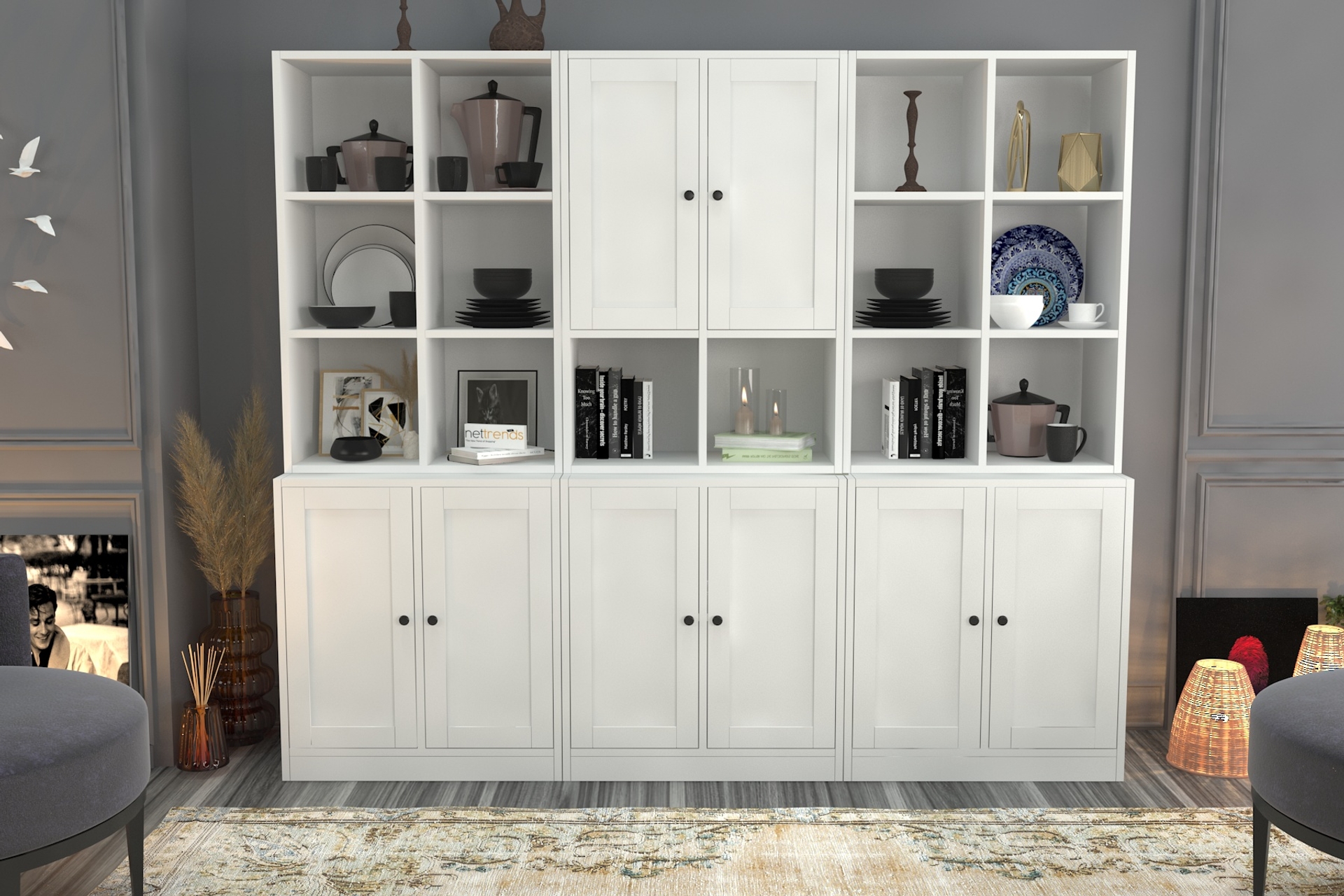 ZEHRA KONSOL 453, RAFLI DOLAPLI, BEYAZ, 196 CM VTR-1042 FİYATI - Vivense