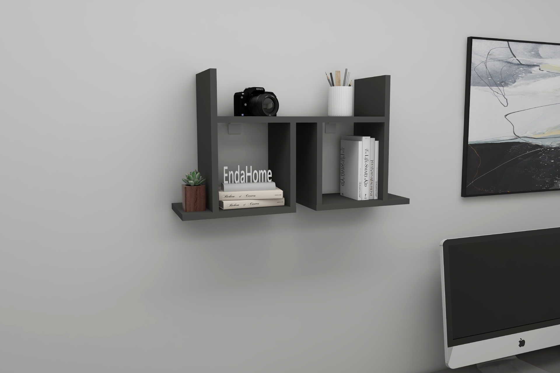 ENDA HOME MYRA MODERN DUVAR RAFI, ANTRASİT FİYATI - Vivense