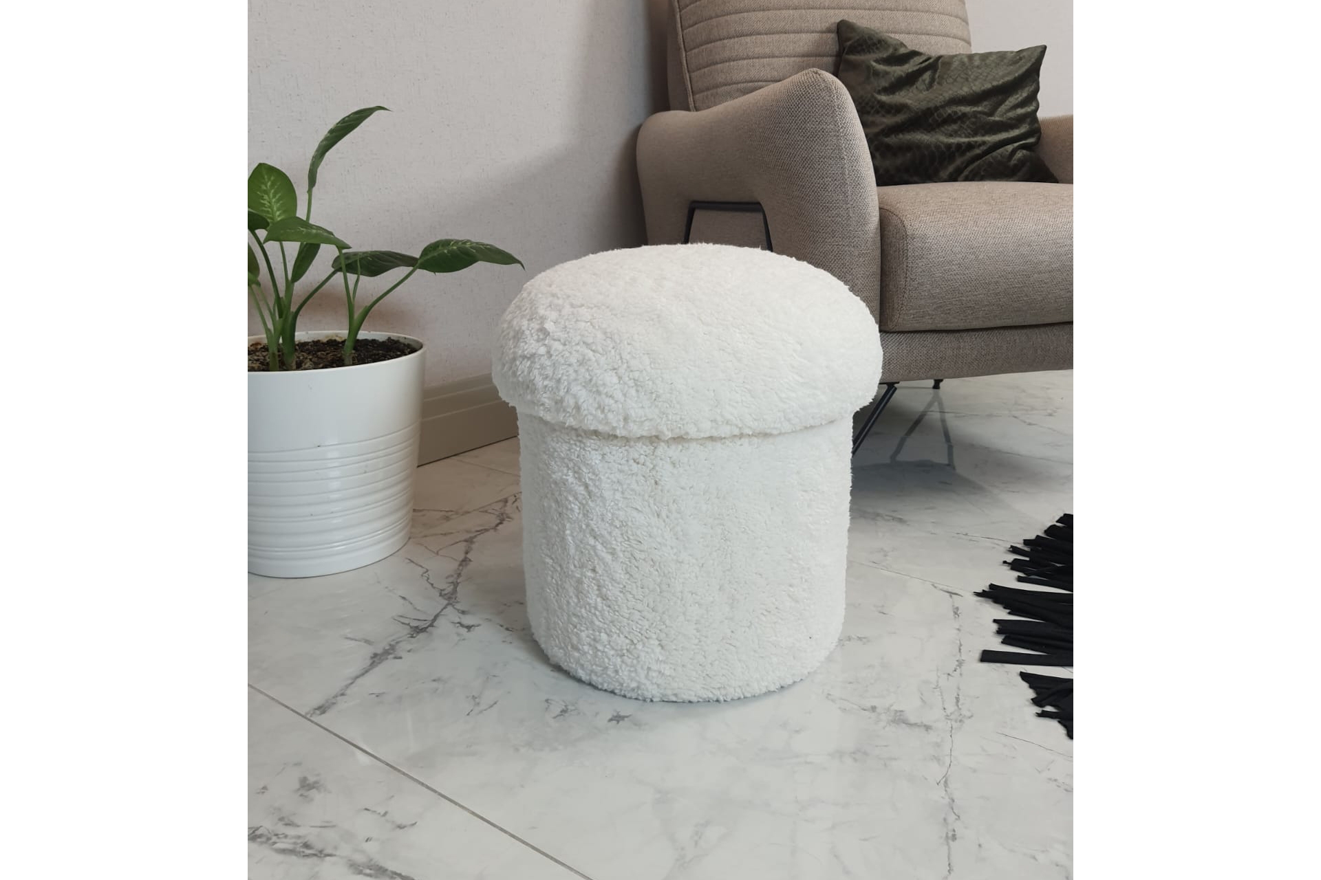 MARKAAWM MANTAR TEDDY PUF, BEYAZ FİYATI - Vivense