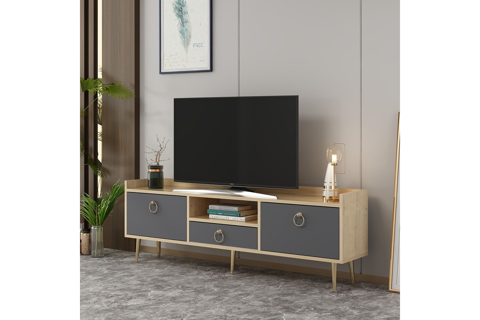 DARİNG TV ÜNİTESİ, 3 KAPAKLI 1 RAFLI, SAFİRMEŞE FİYATI - Vivense