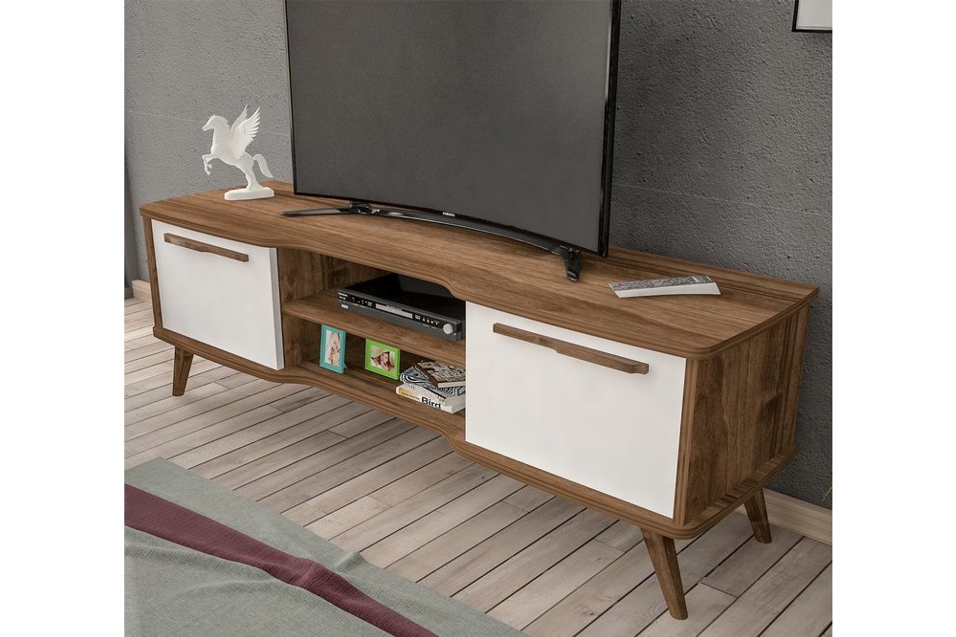 BOREAS CEVİZ BEYAZ 140 CM TV SEHPASI FİYATI - Vivense
