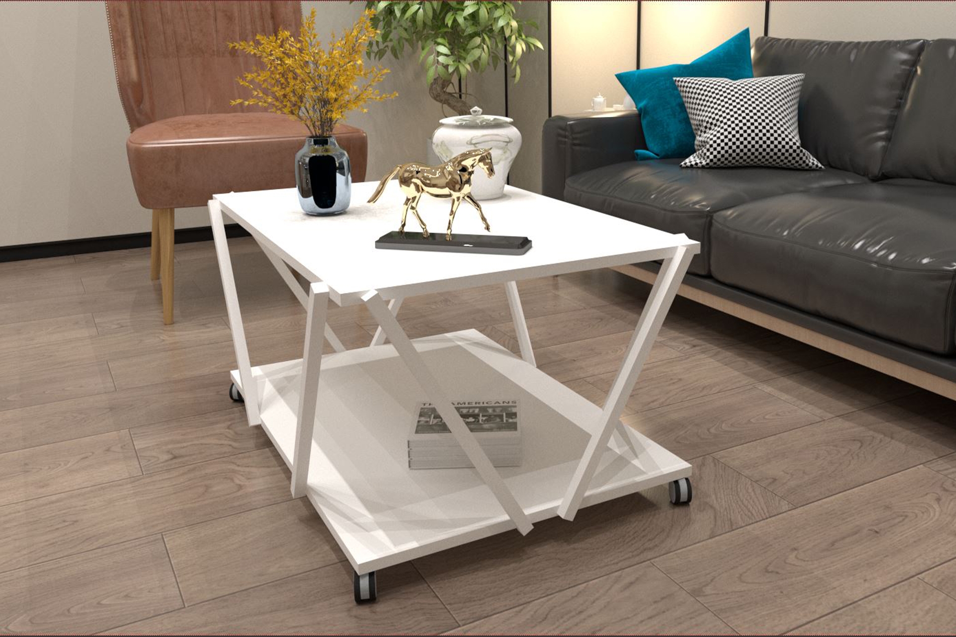 MESSER TEKERLEKLİ ORTA SEHPA, BEYAZ FİYATI - Vivense