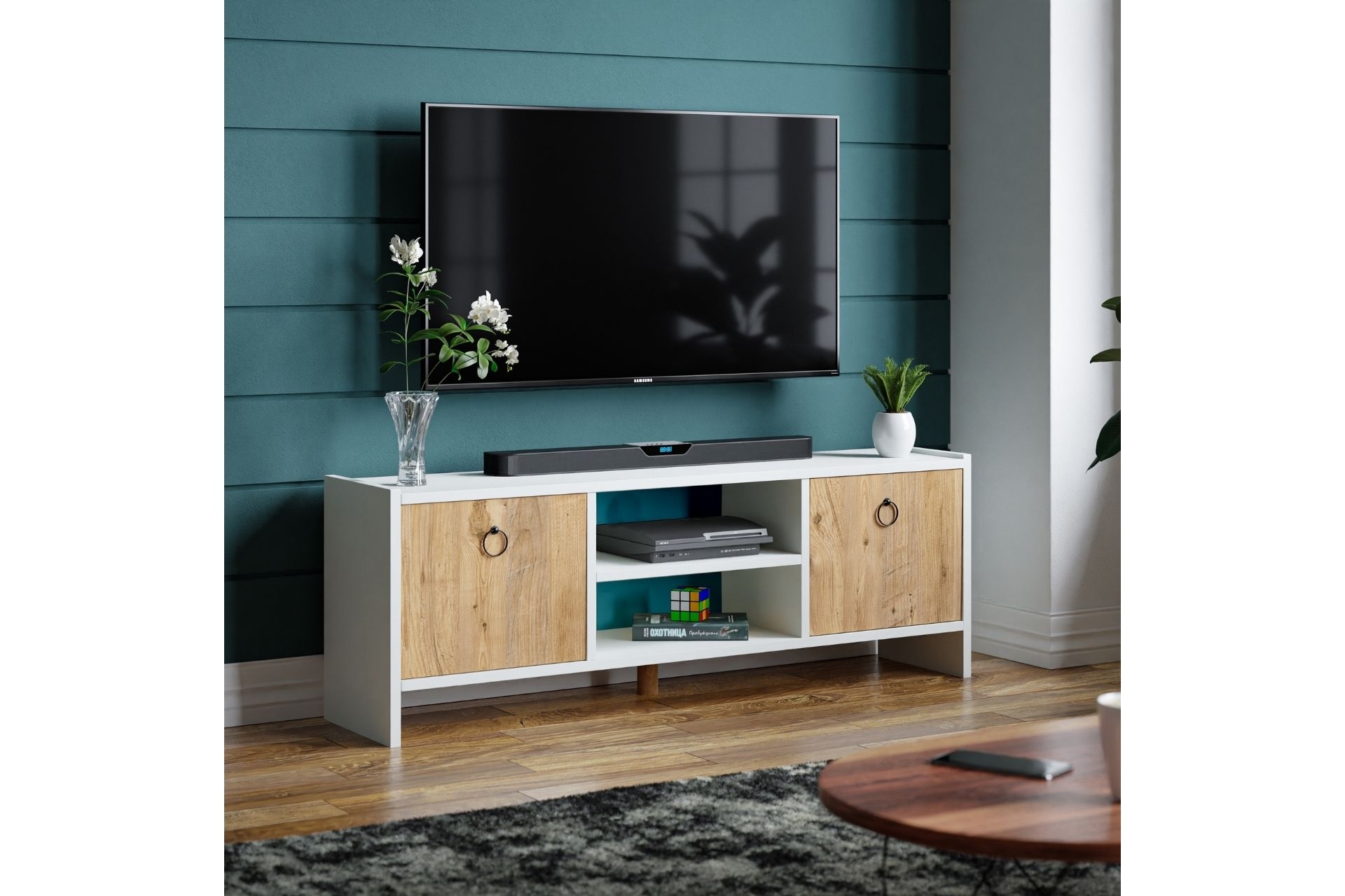 İNTERGO KAPAKLI RAFLI TELEVİZYON SEHPASI, BEYAZ ATLANTİK ÇAM FİYATI ...