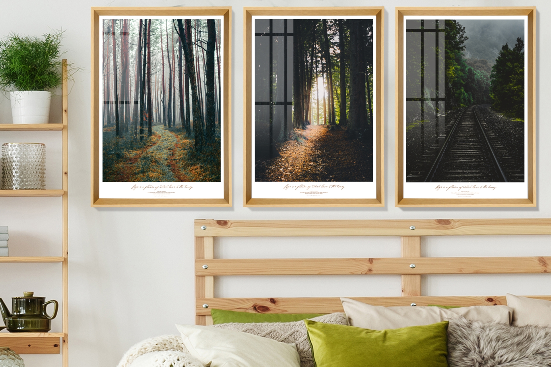 FOREST AND RAİLROAD TABLO SETİ, NATURAL ÇERÇEVE, 33X48 FİYATI - Vivense