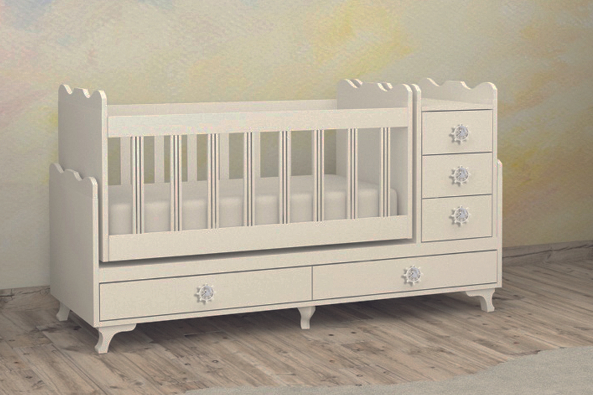 ALYANS YENİ DAMLA BEBEK ODASI TAKIMI, BEYAZ, 4 KAPAKLI FİYATI - Vivense