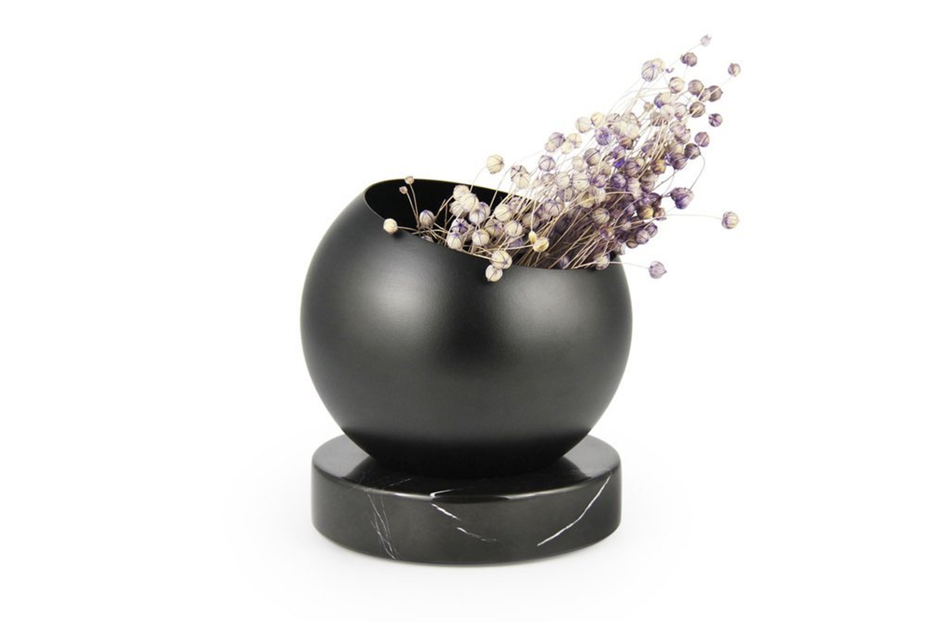 COHO YERKÜRE MAGMA CİRCLE MERMER KAİDELİ SİYAH KÜRE SAKSI FİYATI - Vivense