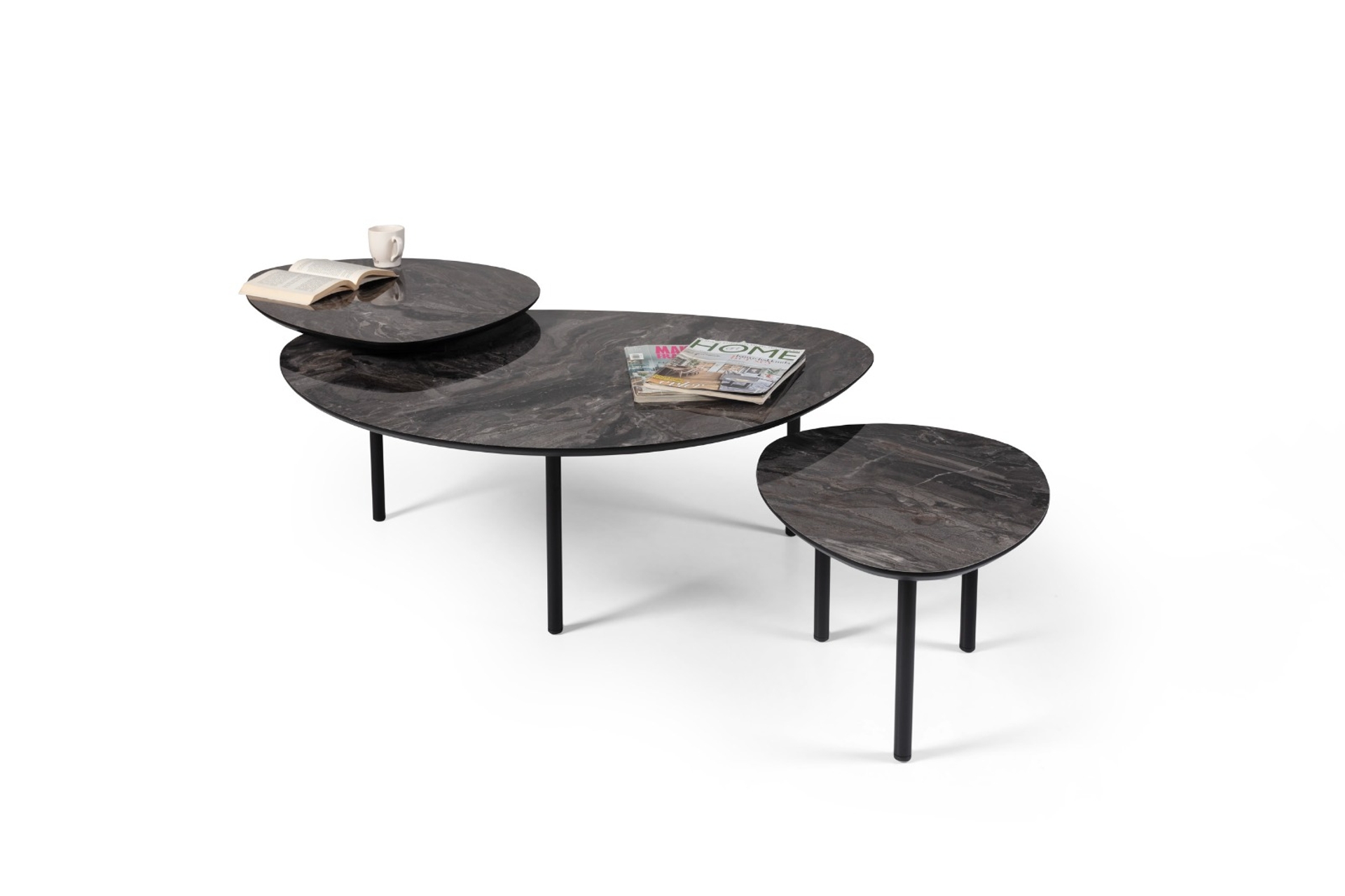 MİLANO ORTA SEHPA, MERMER DESENLİ SİYAH FİYATI - Vivense