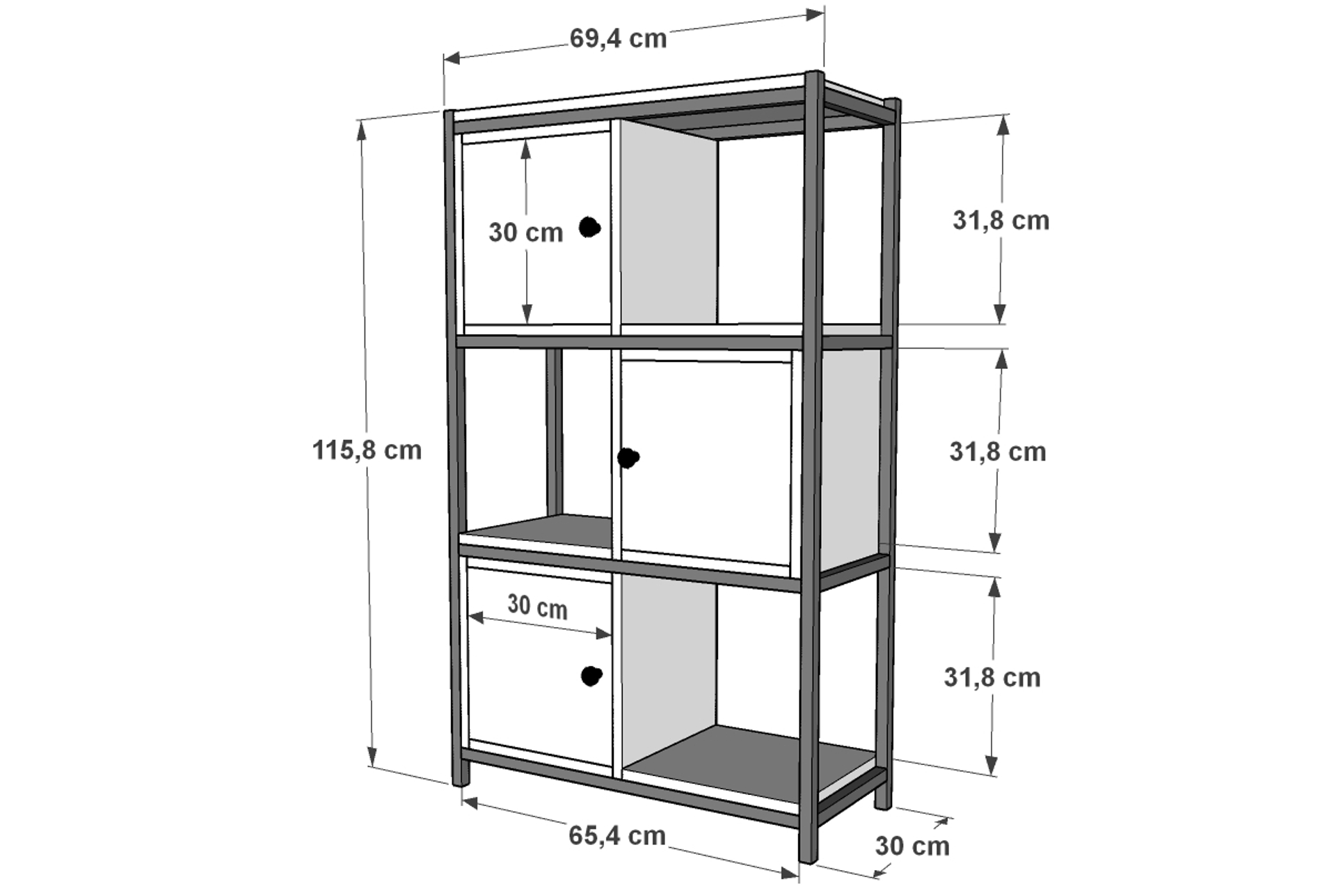 STELL RAFLI ÜÇ KATLI DOLAPLI METAL KİTAPLIK, ANTRASİT, 69 CM, MTL-KTP ...