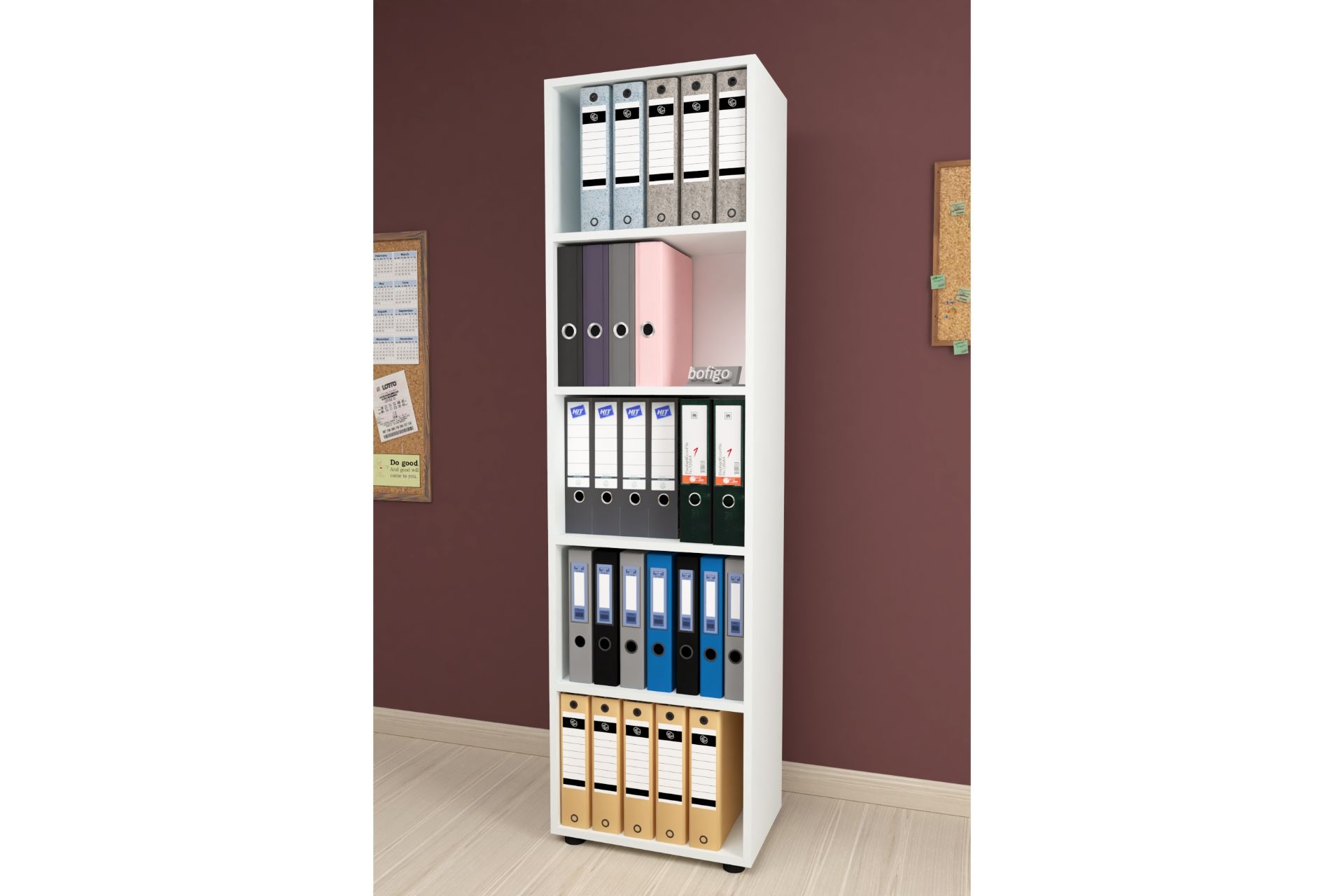 BOFİGO OFİS DOLABI KİTAPLIK KLASÖRLÜK, 5 RAFLI, BEYAZ FİYATI - Vivense